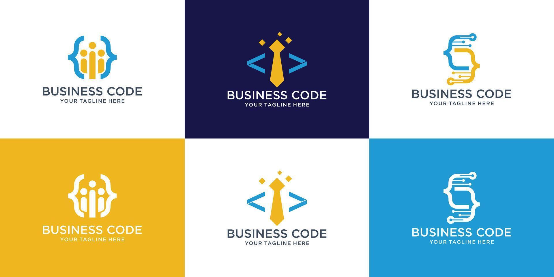Set of Coding logo template, Modern code logo for programmer with ...