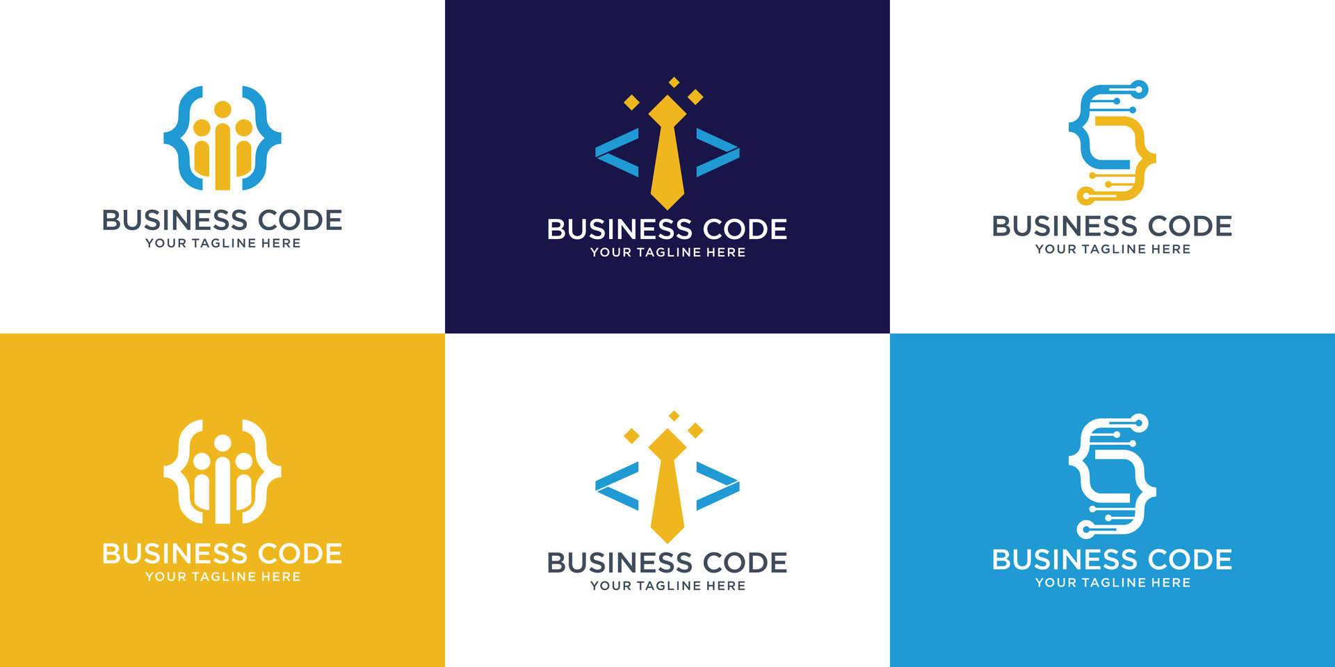 Set Of Coding Logo Template, Modern Code Logo For Programmer With