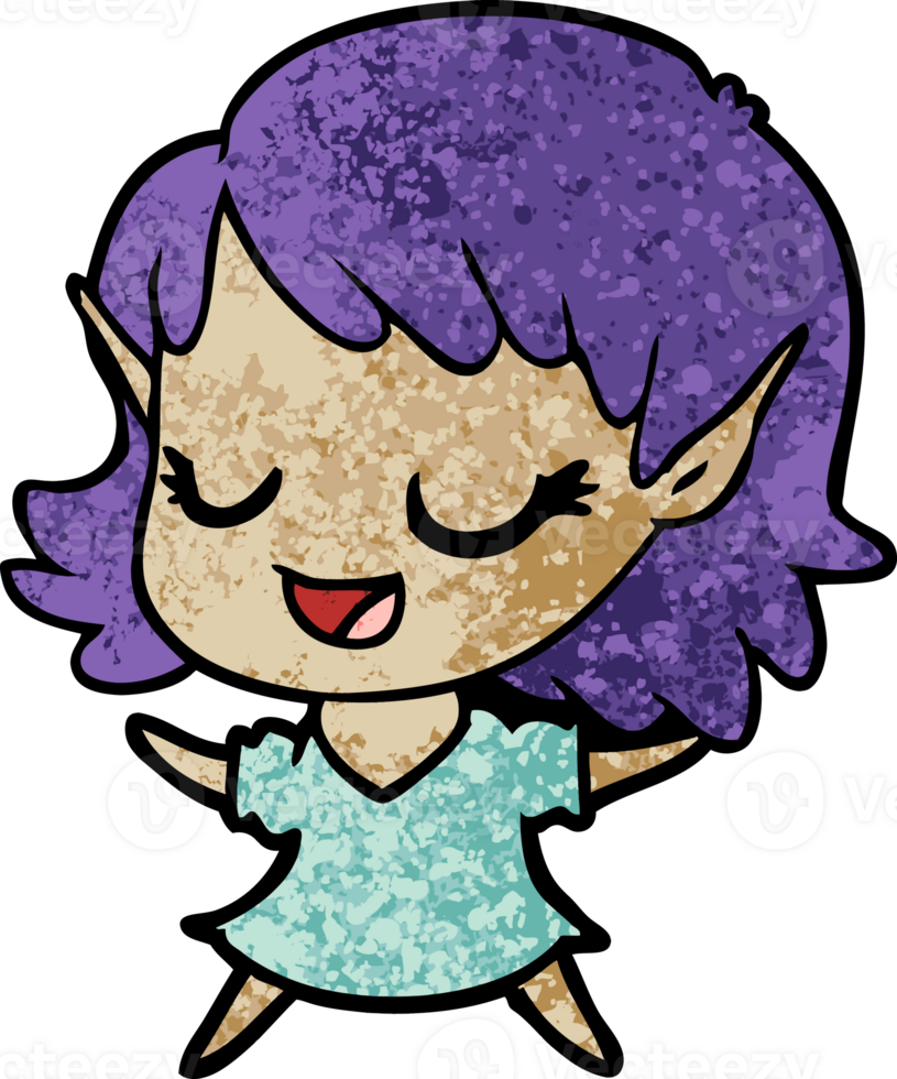 Happy Cartoon Elf Girl 39935089 Png