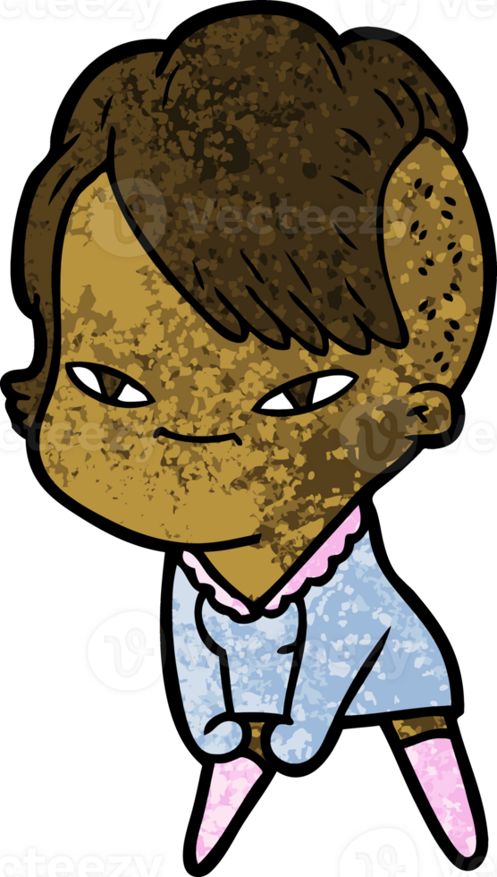 Cute Cartoon Girl With Hipster Haircut 39935100 Png