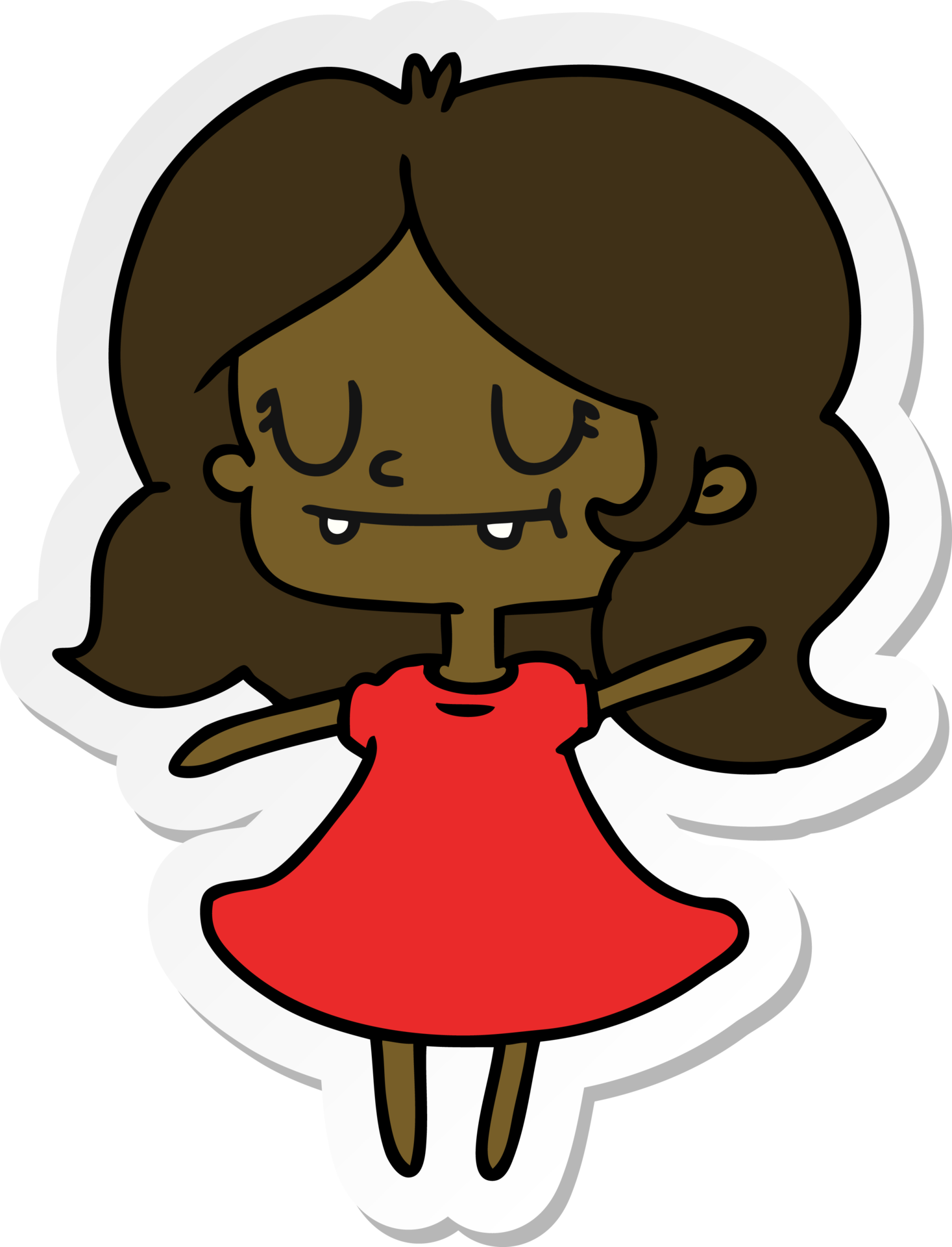 Hand Drawn Sticker Cartoon Of Cute Kawaii Girl 39935176 Png