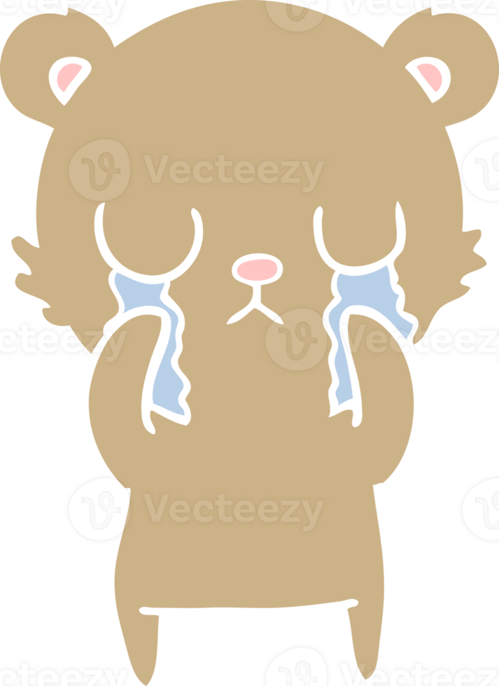 Crying Flat Color Style Cartoon Bear 39937535 Png