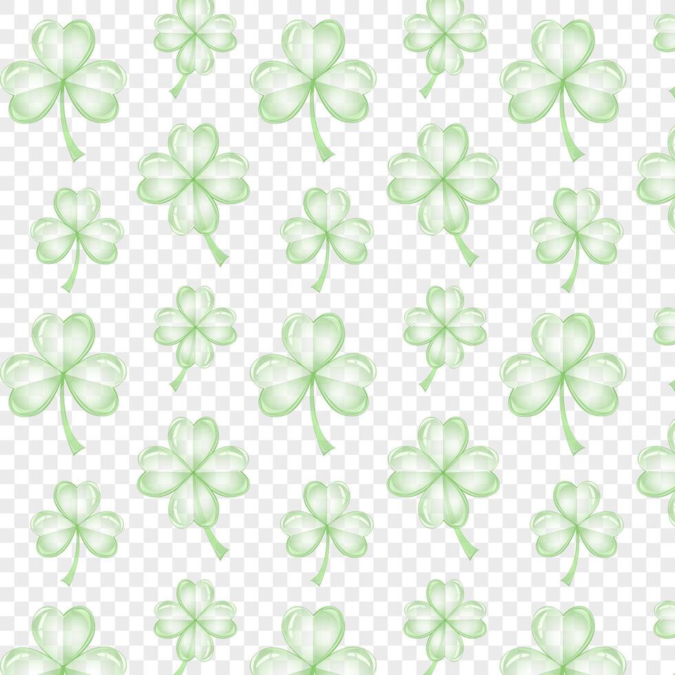 Seamless pattern green clover leaf. St Patrick's Day symbol, Irish lucky shamrock. Endless ...