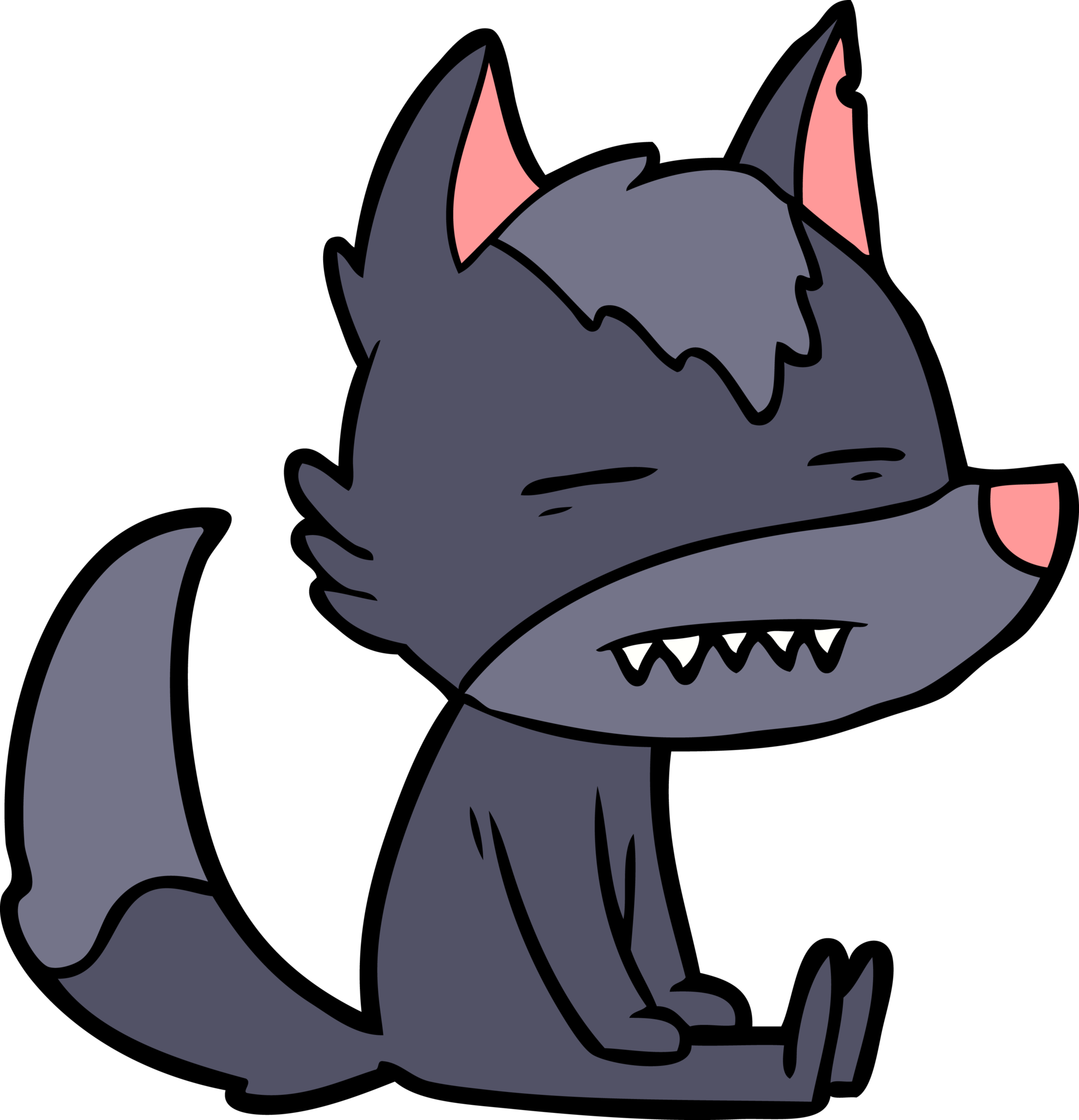 Cartoon Sitting Wolf Showing Teeth 39940925 Png