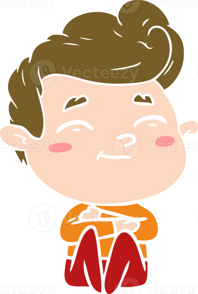 Happy Flat Color Style Cartoon Man 39941922 Png