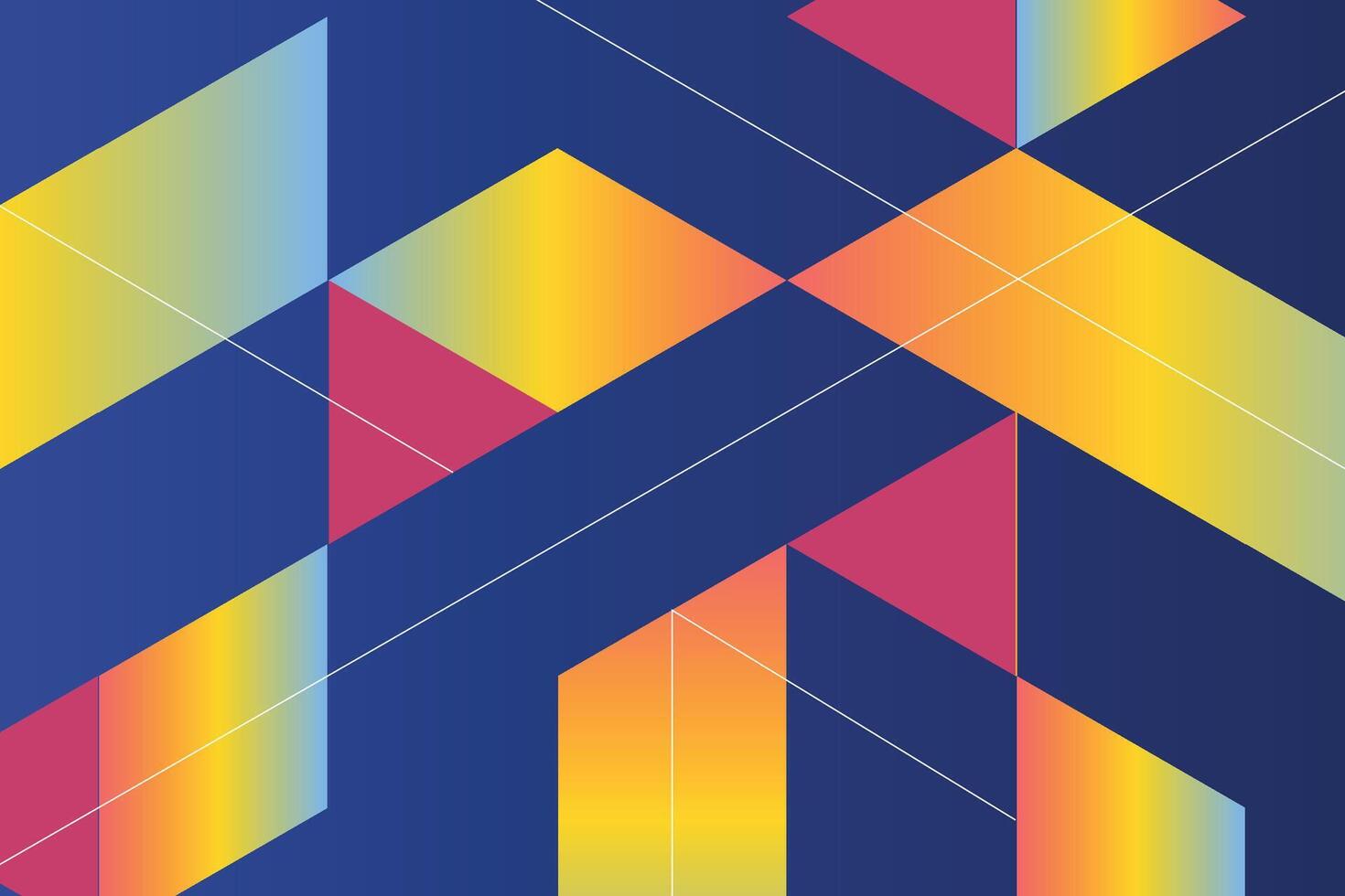 Geometric blue background with bright gradient elements. The composition combines various ...