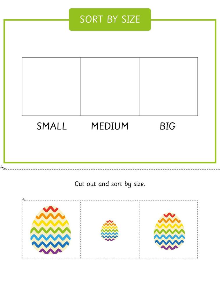 Sort by size activity with Easter eggs. Educational game for preschool ...