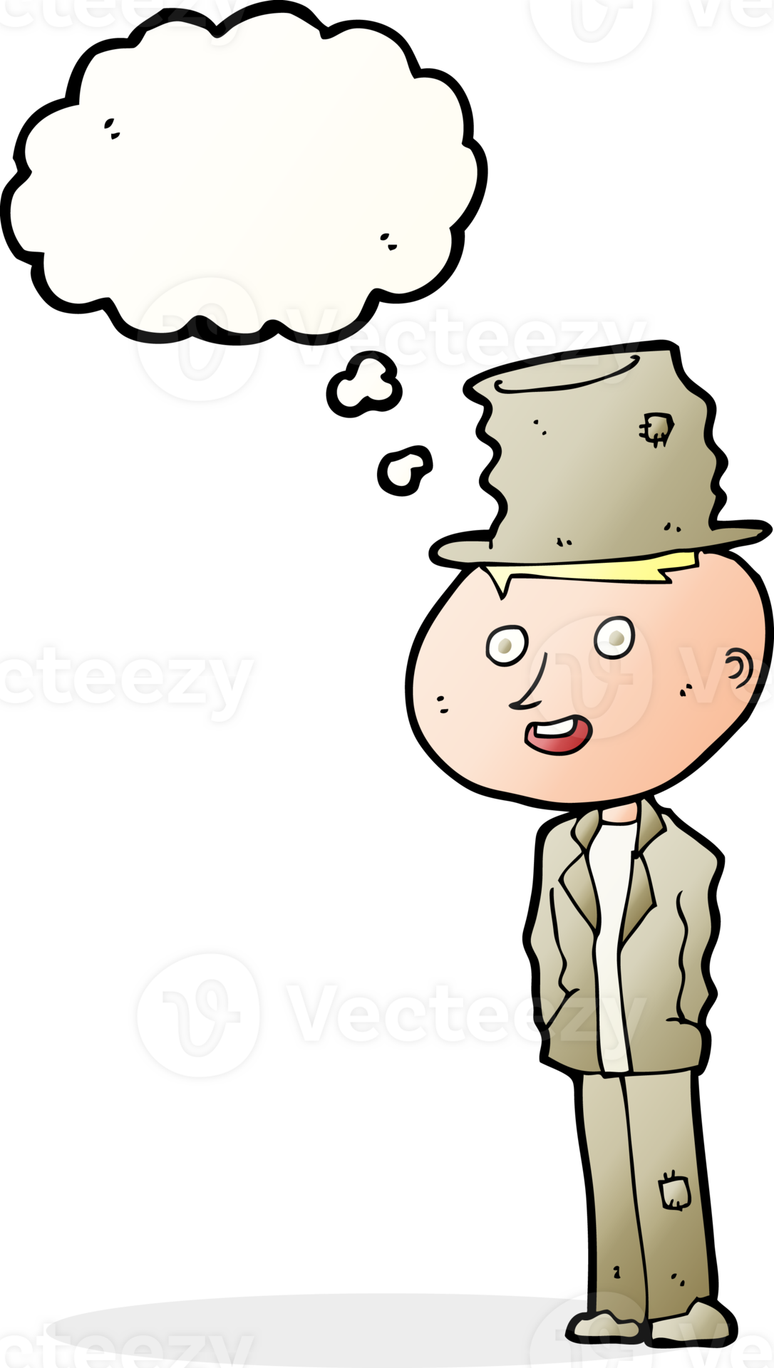 cartoon funny hobo man with thought bubble 40073175 PNG