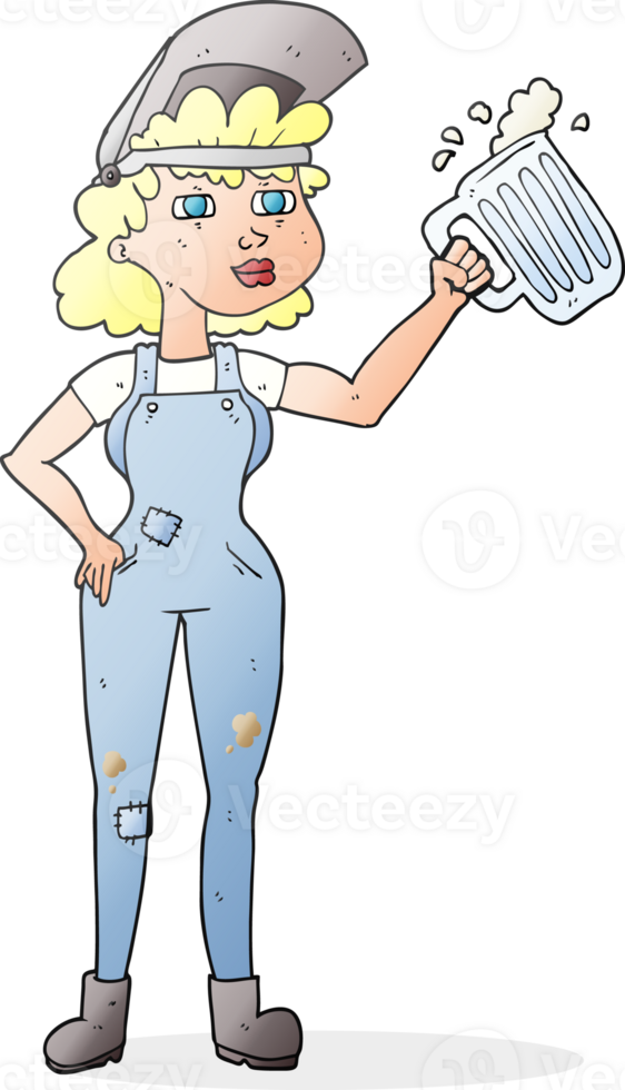 Cartoon Hard Working Woman With Beer 40073457 Png