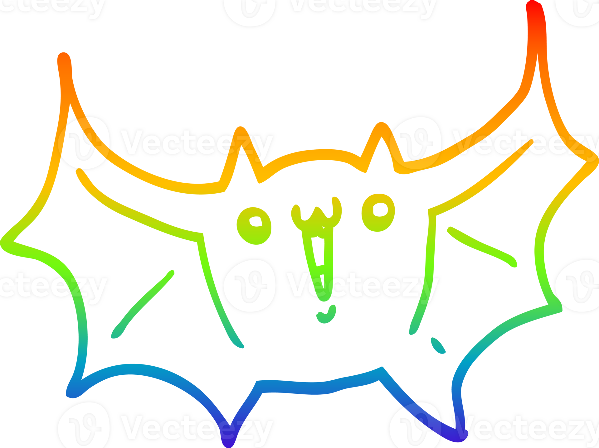 rainbow gradient line drawing of a cartoon happy vampire bat 40075073 PNG