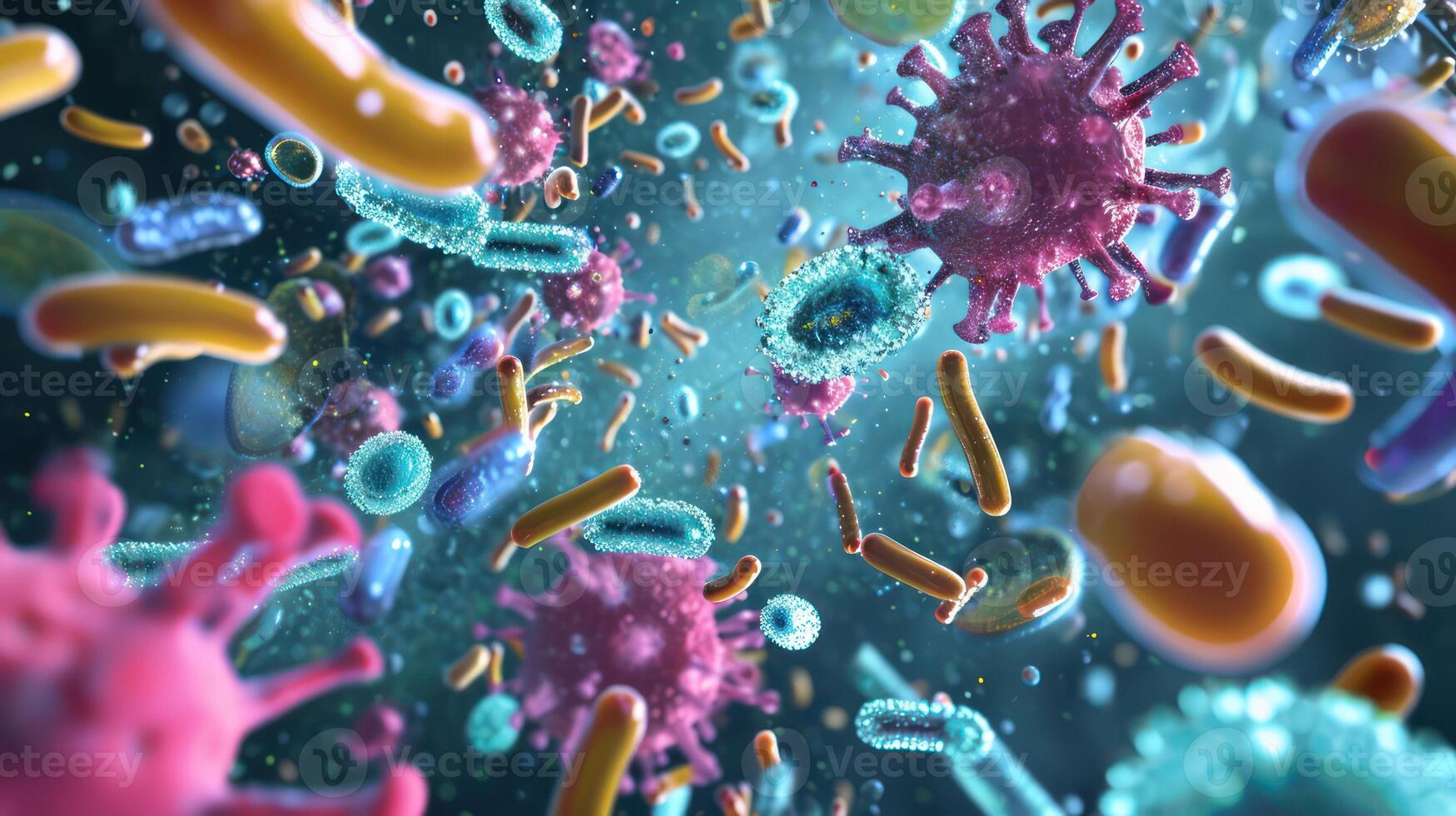 AI generated 3d render Representation of microorganisms background, 40076198 Stock Photo at Vecteezy