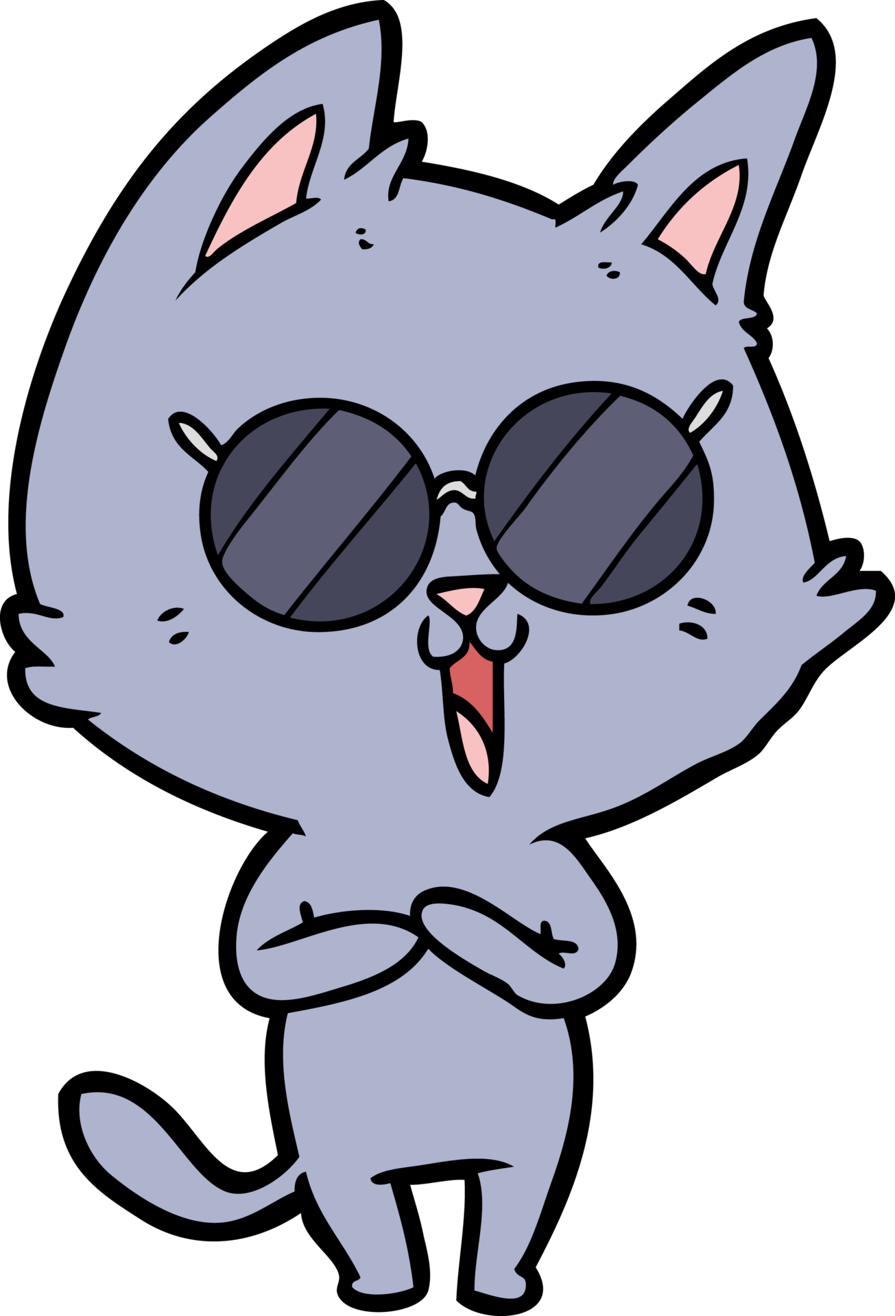 Funny Cartoon Cat Wearing Sunglasses 40084382 Png