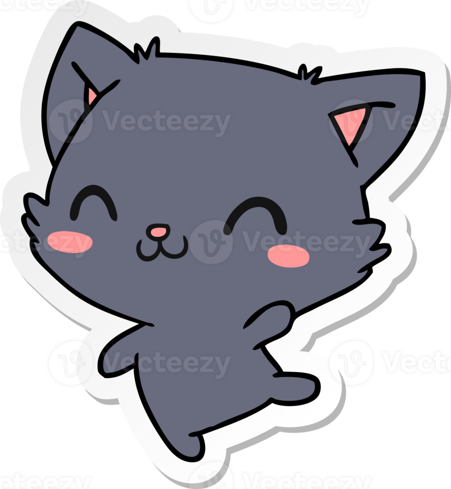 Sticker Cartoon Illustration Of Cute Kawaii Cat 40084580 Png