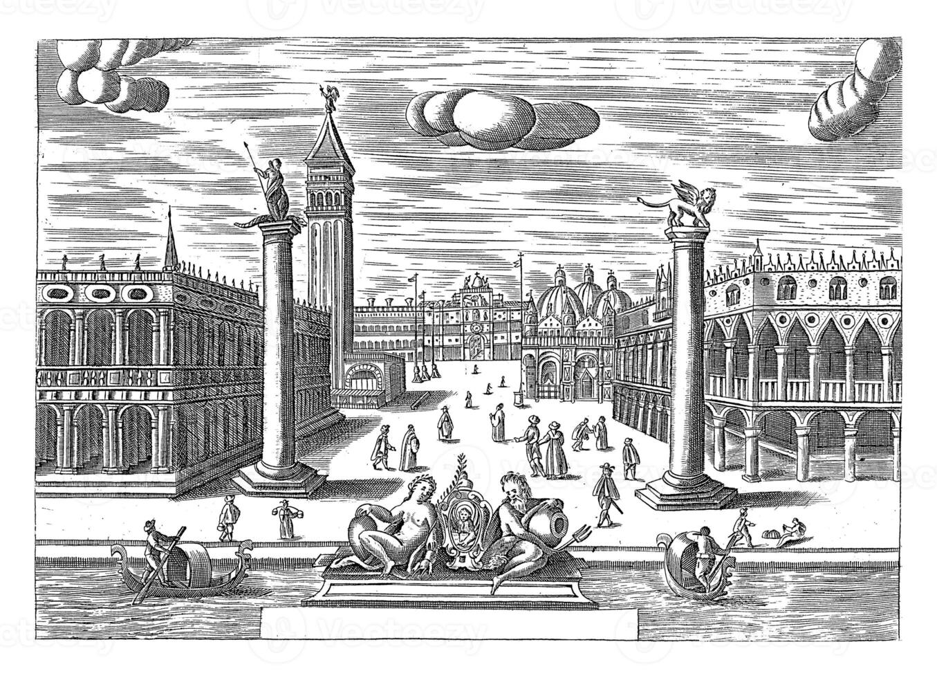 View of the Piazzetta in Venice, anonymous, 1600 - 1699, vintage illustration. 40115308 Stock ...