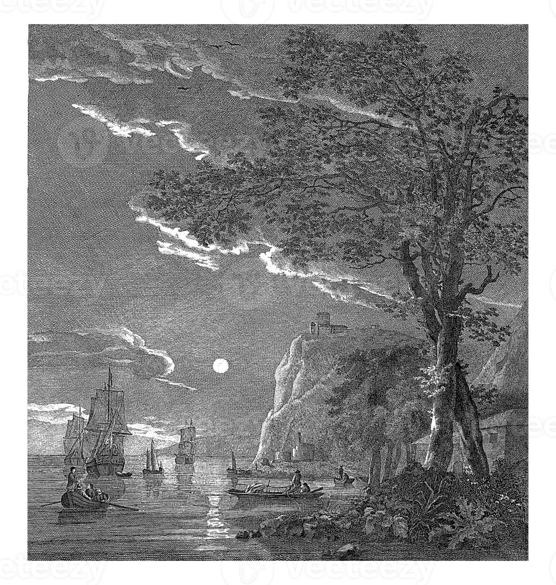 Moonlight, F.W. Musculus, after Aelbert Cuyp, 1750 - 1799 40118980 Stock Photo at Vecteezy