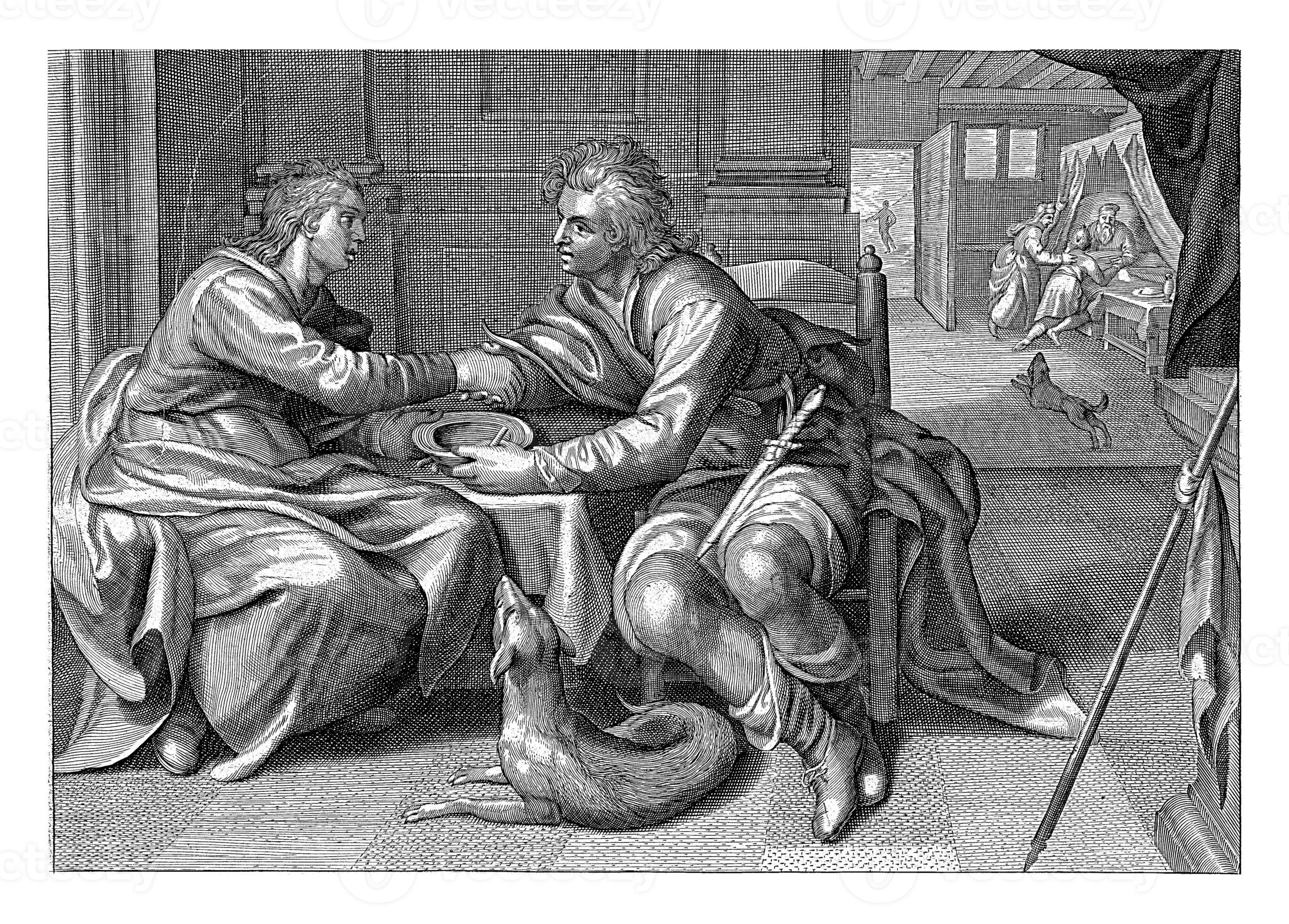 Esau sells his birthright to Jakob, Willem Isaacsz. van Swanenburg, after Paulus Moreelse, 1609 ...