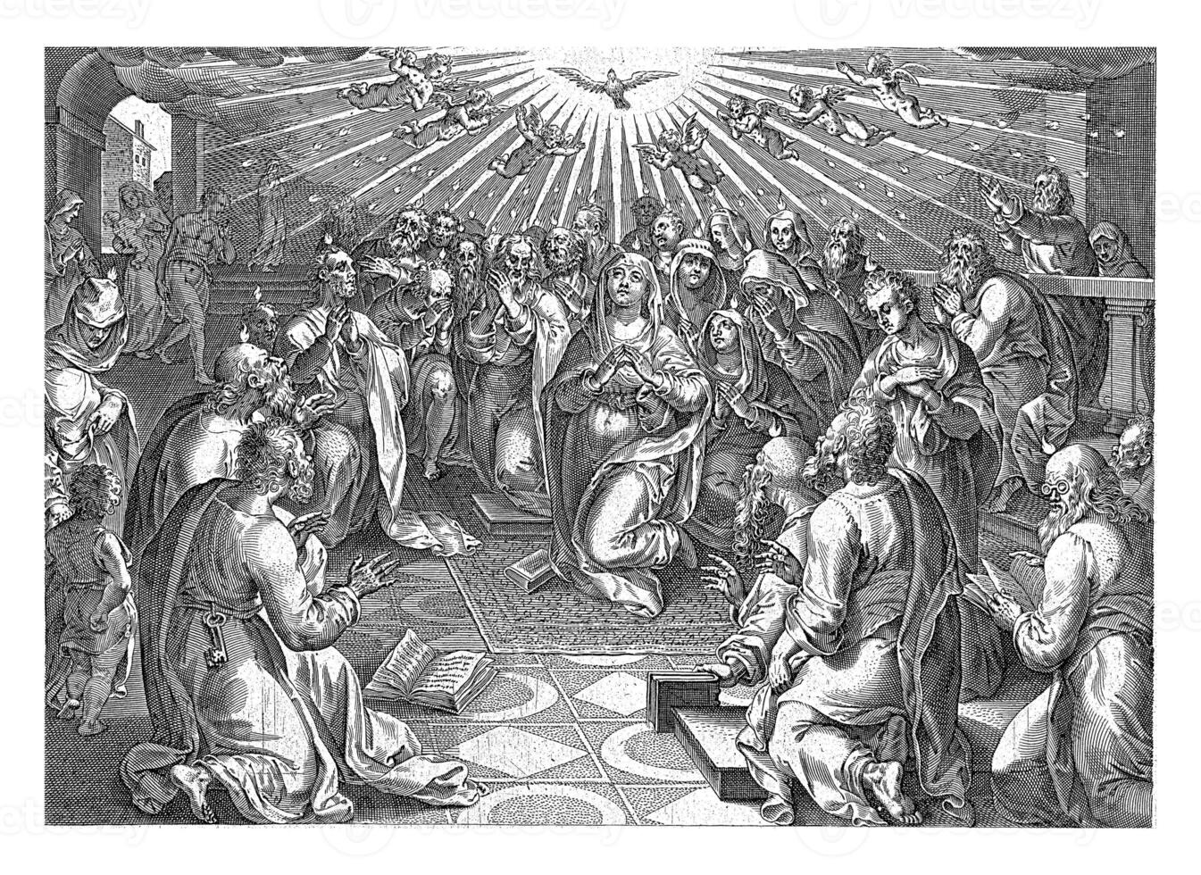 Outpouring Of The Holy Spirit Anonymous After Philips Galle After Jan Van Der Straet 1646