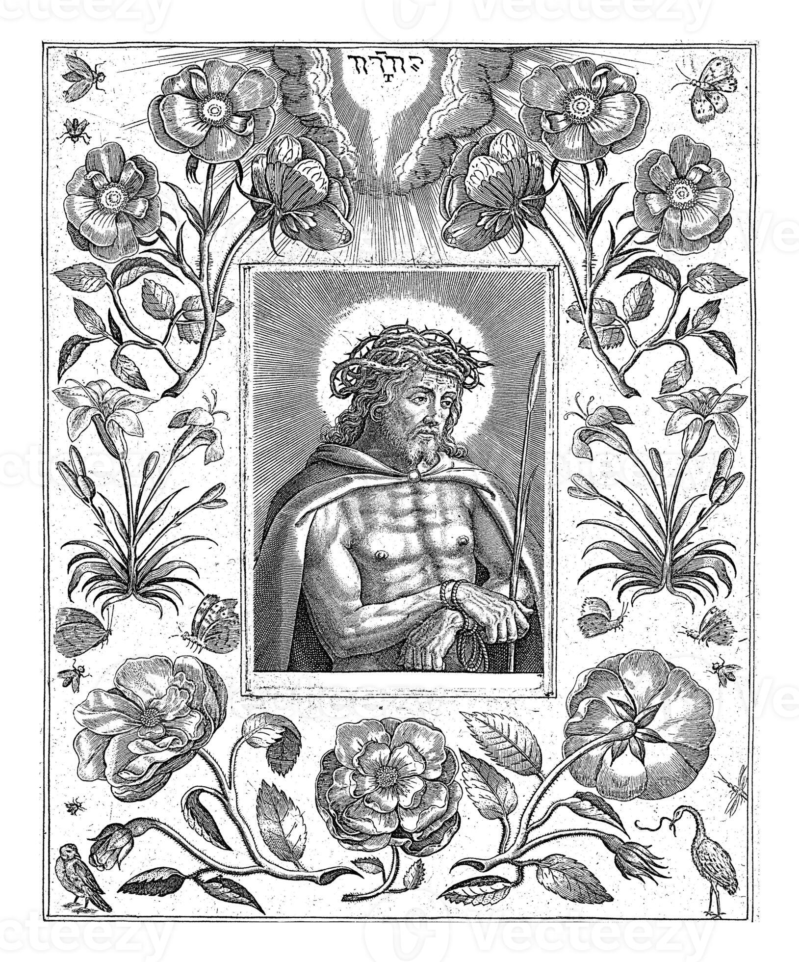 Christ with the Crown of Thorns, Hieronymus Wierix, after Maerten de Vos, 1563 40127328 Stock ...