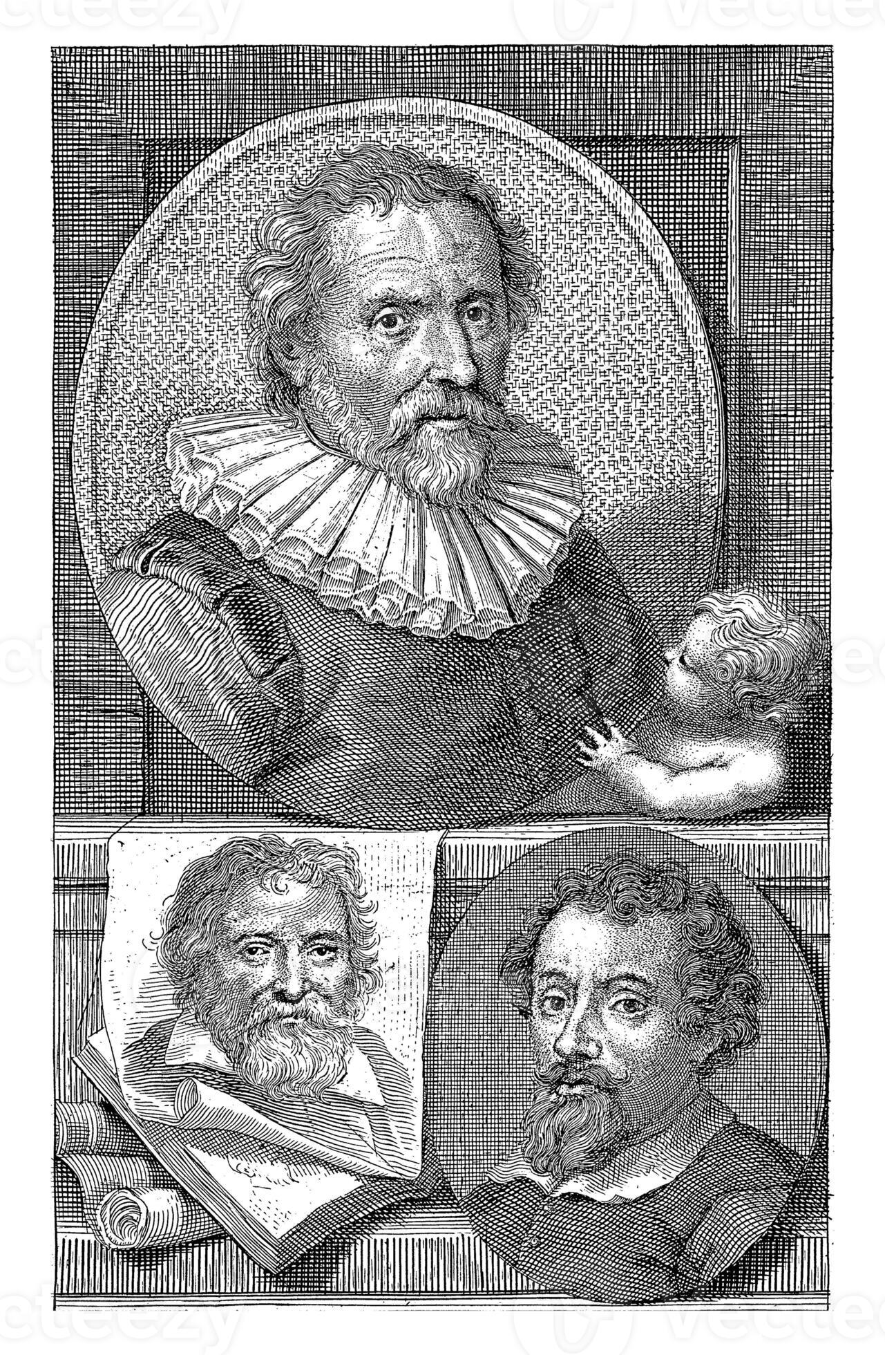 Portraits of Abraham Bloemaert, Adam Elsheimer and Adam van Noort, Jacob Houbraken, 1753 ...