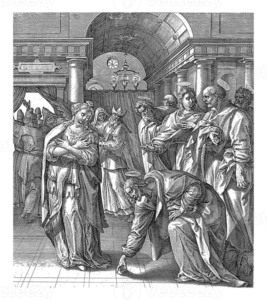 Christ and the Adulterous Woman, Hieronymus Wierix, after Maerten de Vos, 1573 - 1619 40131592 ...