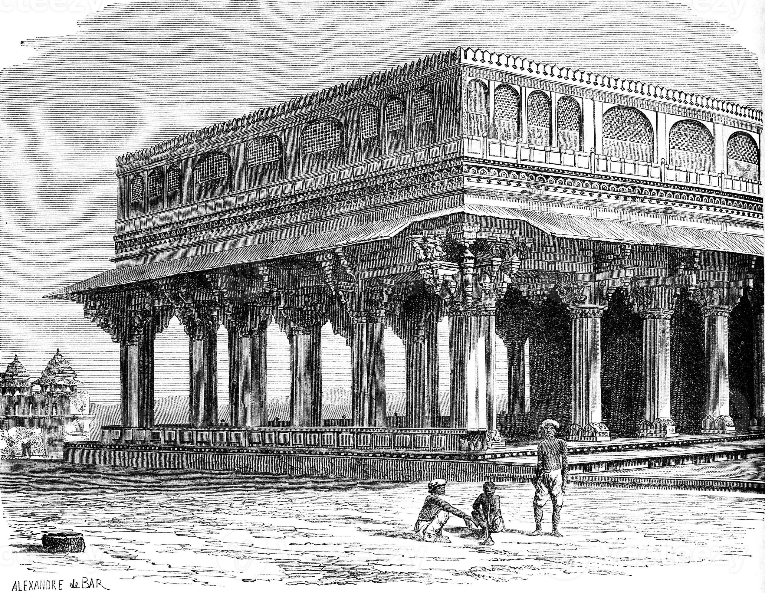 The Diwan Khana, Assembly Hall, the Amber Palace, vintage engraving. 40132323 Stock Photo at ...