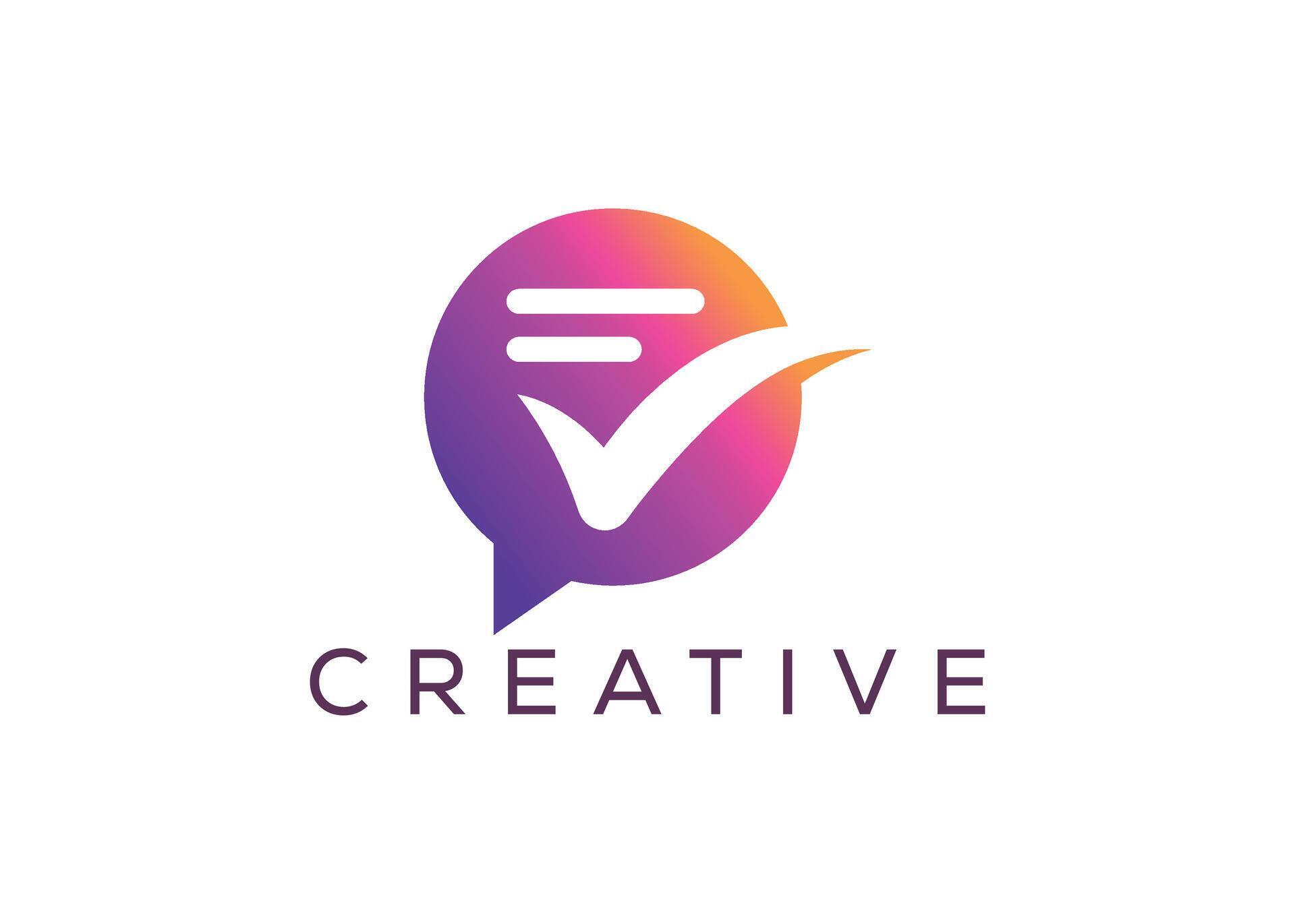Minimalist Check Mark Chat Logo Design Vector Template Creative Modern Chat Logo 40138209