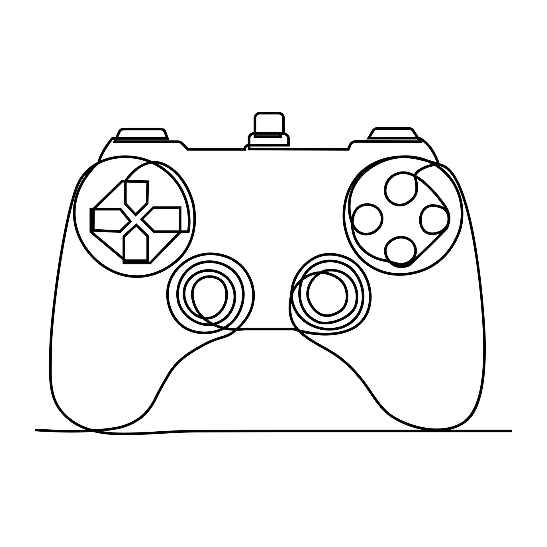 Continuous Single Line Drawing Of Game Controller Joysticks Or Gamepads Vector Art Illustration