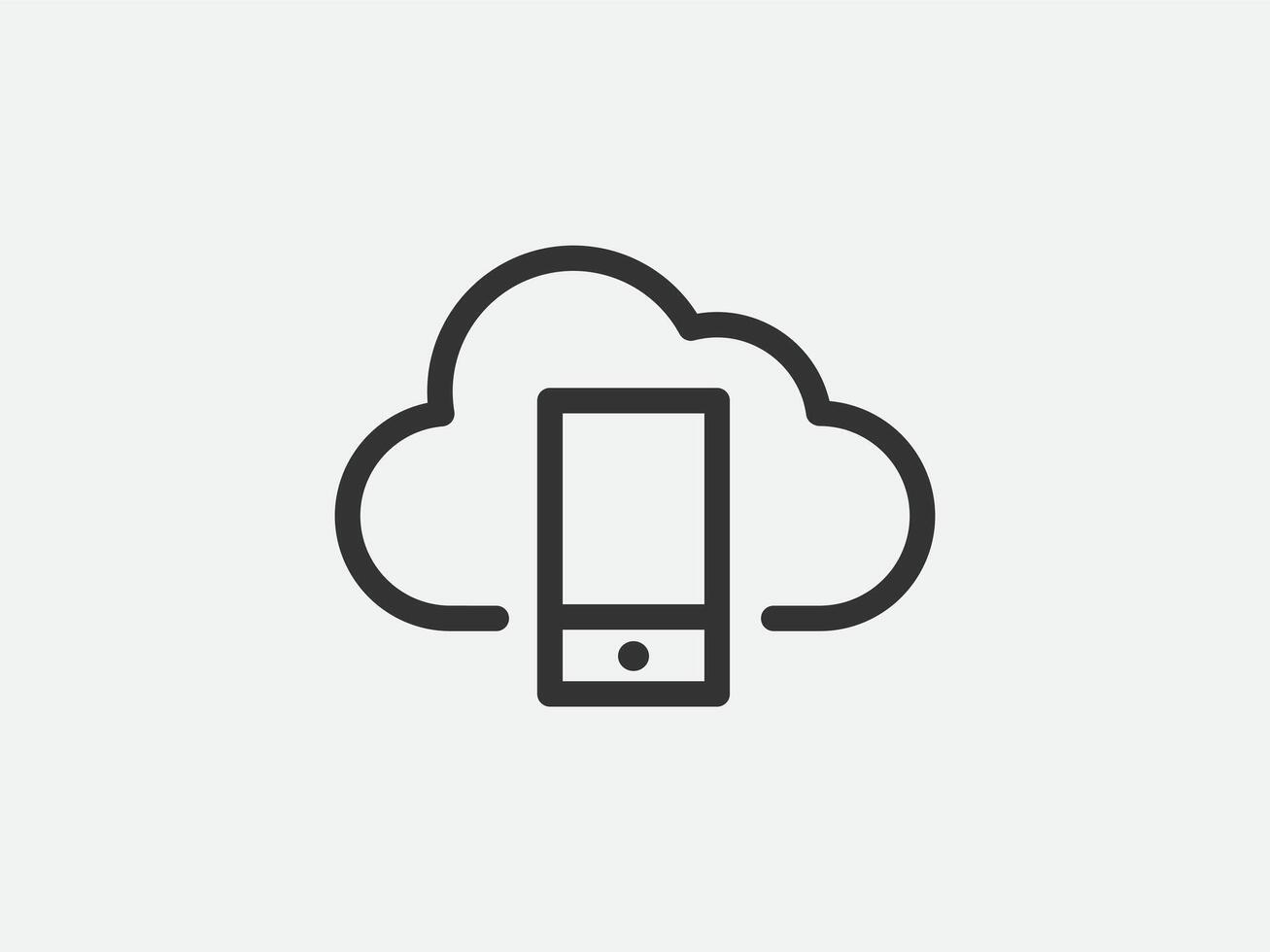 Technology Icon Vector Cloud Computing Connection Big Data Global Server Line Design Symbol