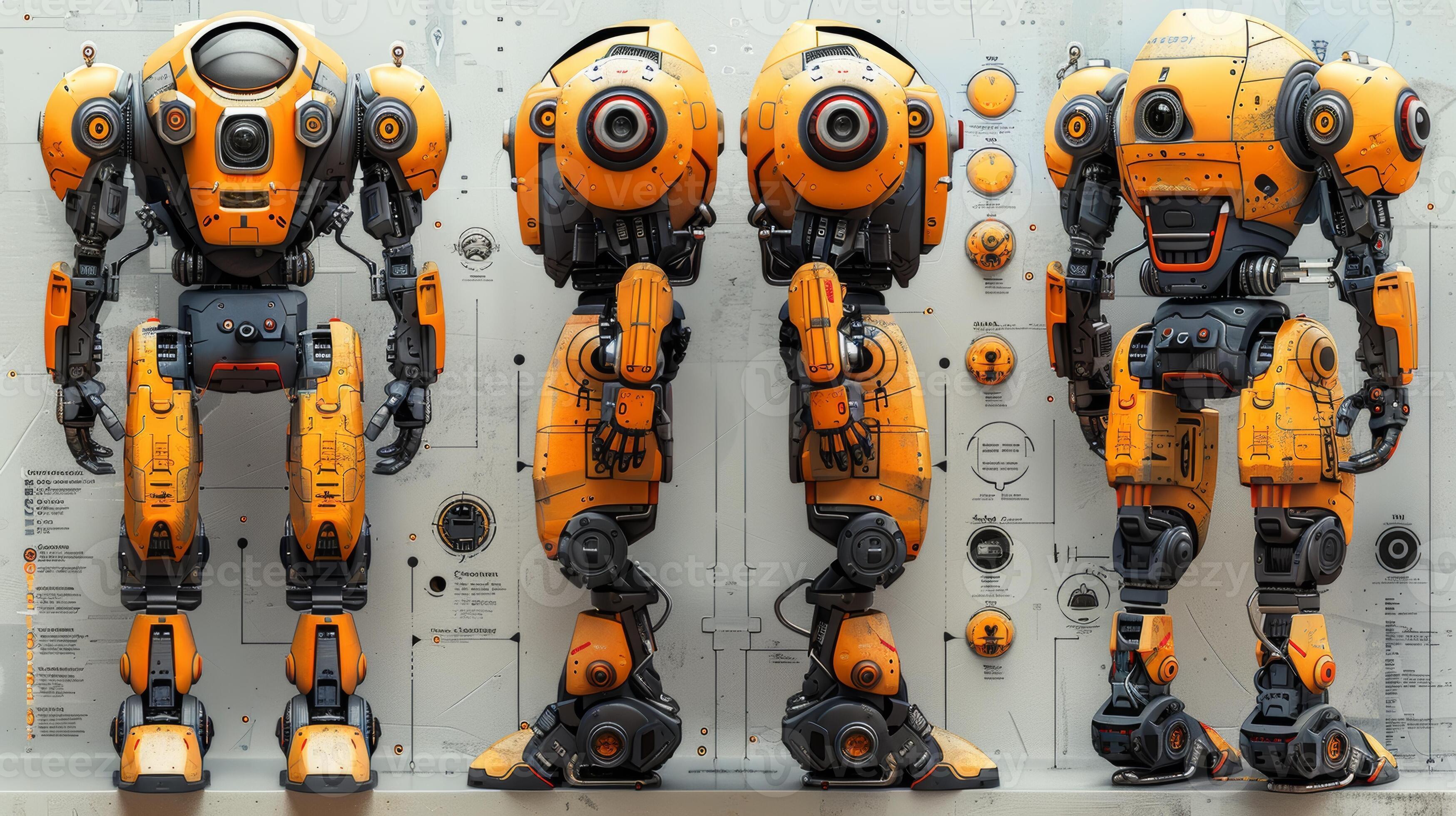 AI Generated An animation set of robots, a futuristic technology robot helper, and a cybernetic ...