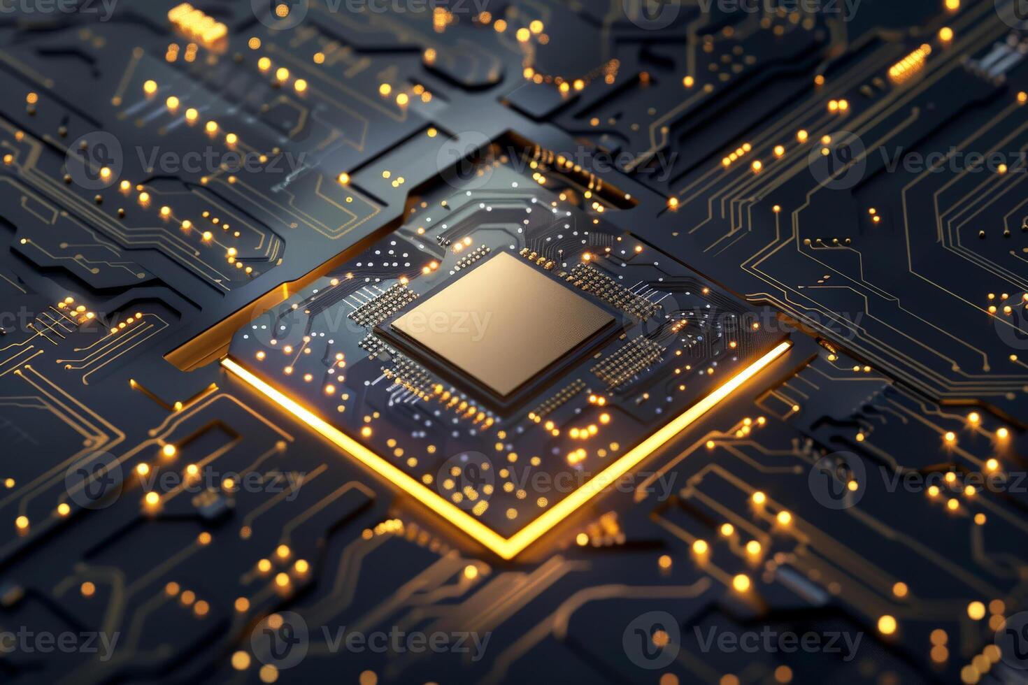 Ai Generated Computing Processor Cpu Microchip And Electronic Circuit Board Computer Digital