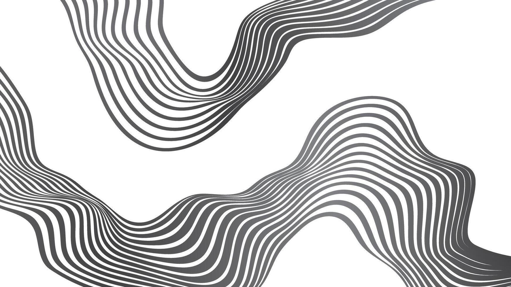 Abstract wavy curve grey gradient lines isolated on transparent background. Modern background ...