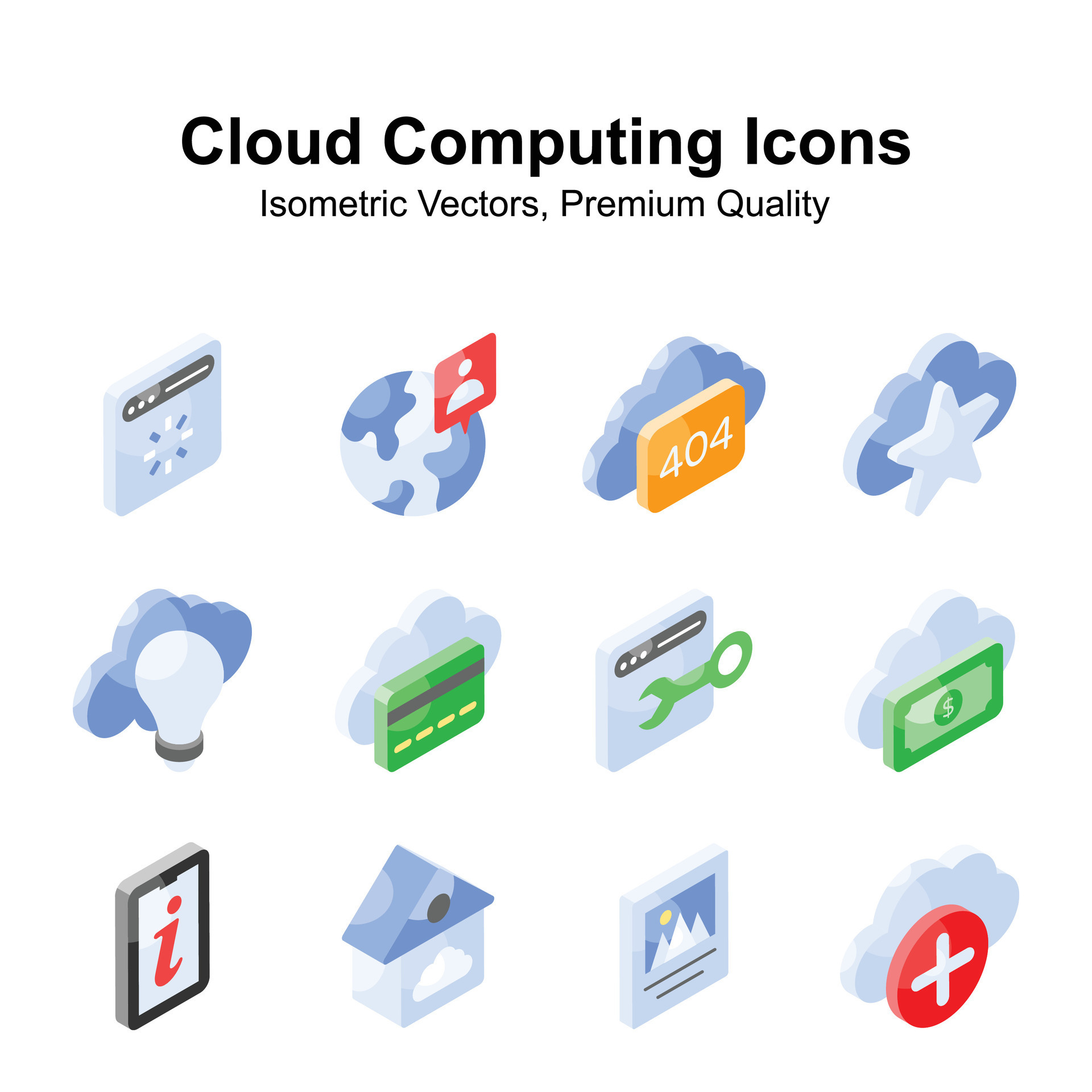 Premium isometric vectors set of cloud computing, ready to use in ...