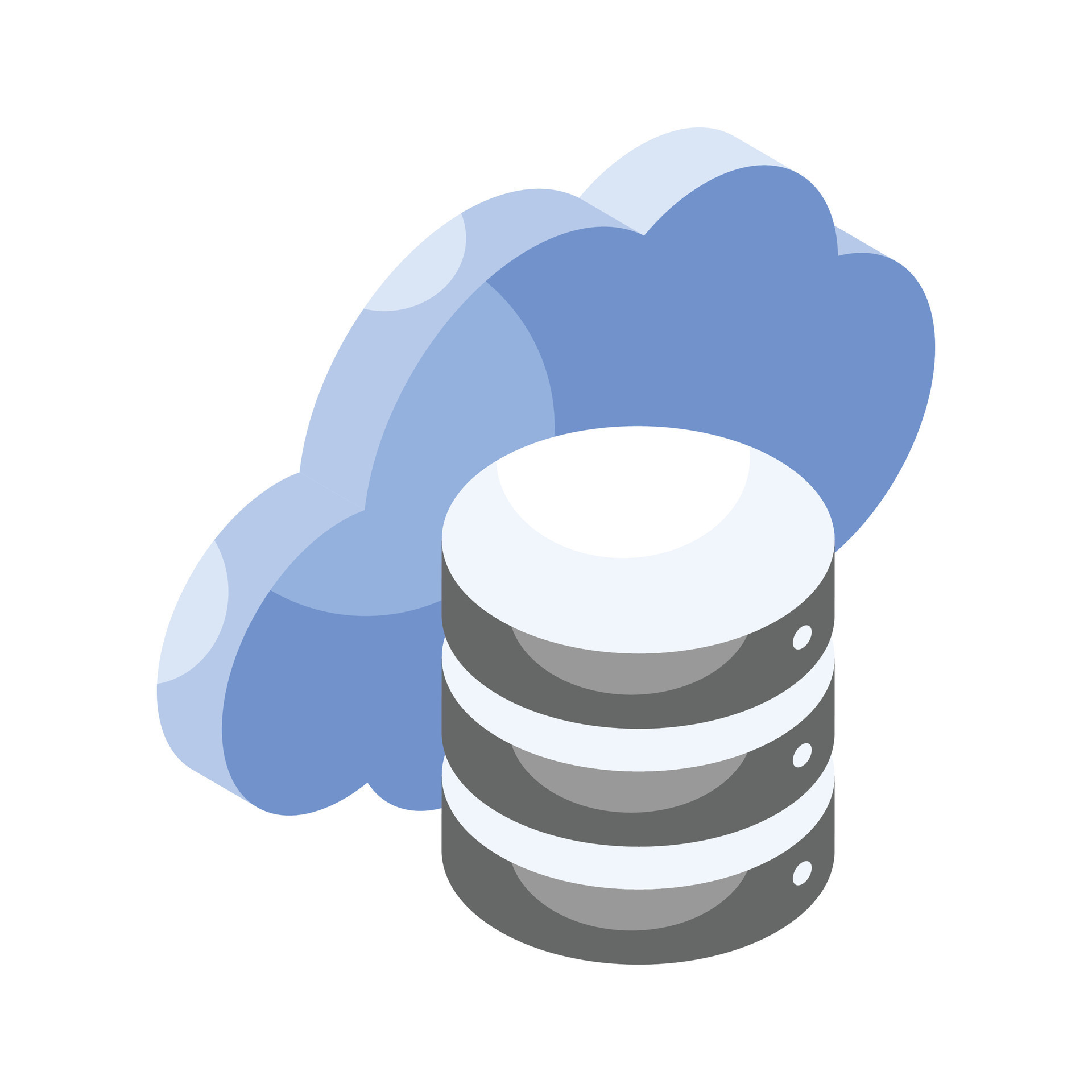 Database with cloud depicting isometric vector of cloud storage ...