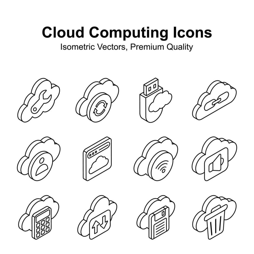 Cloud computing isometric vectors set isolated on white background 40156428 Vector Art at Vecteezy