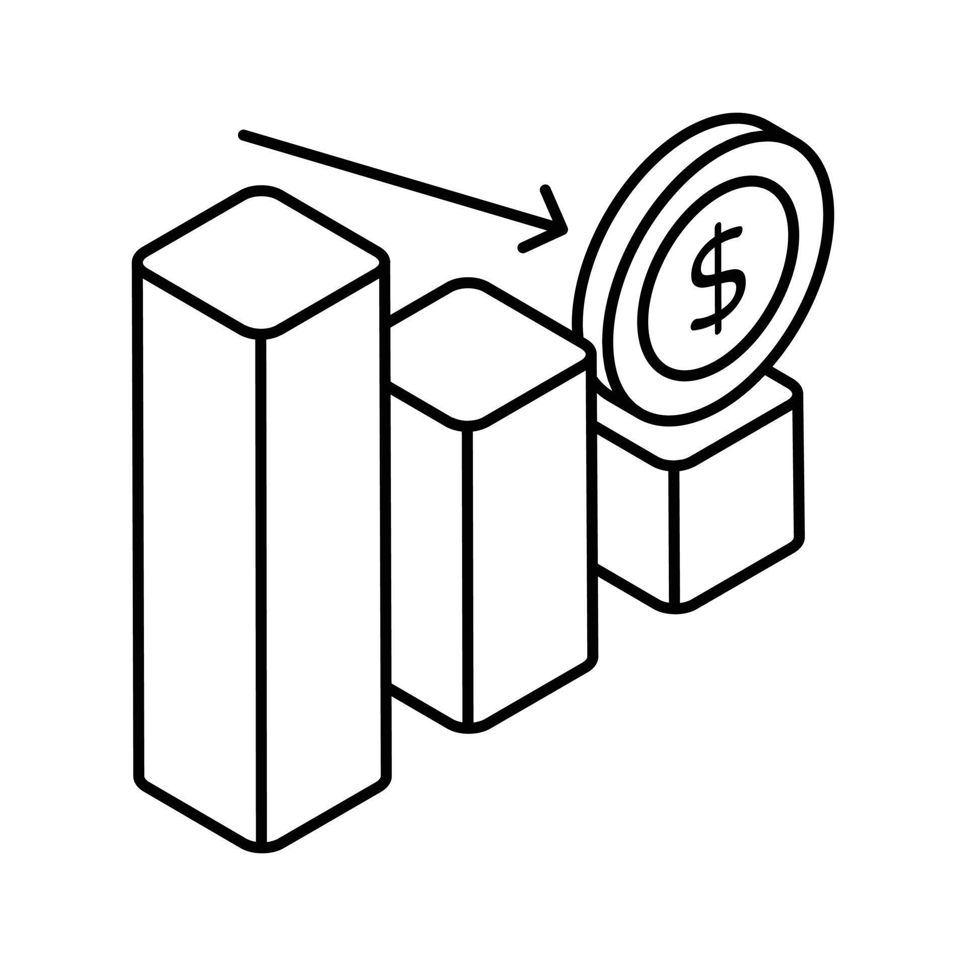 Down chart, financial loss, decrease chart isometric vector design ...