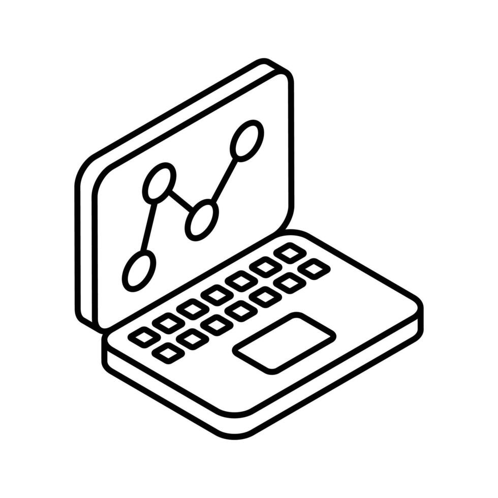 Growth chart inside laptop showing concept icon of online analytics or ...