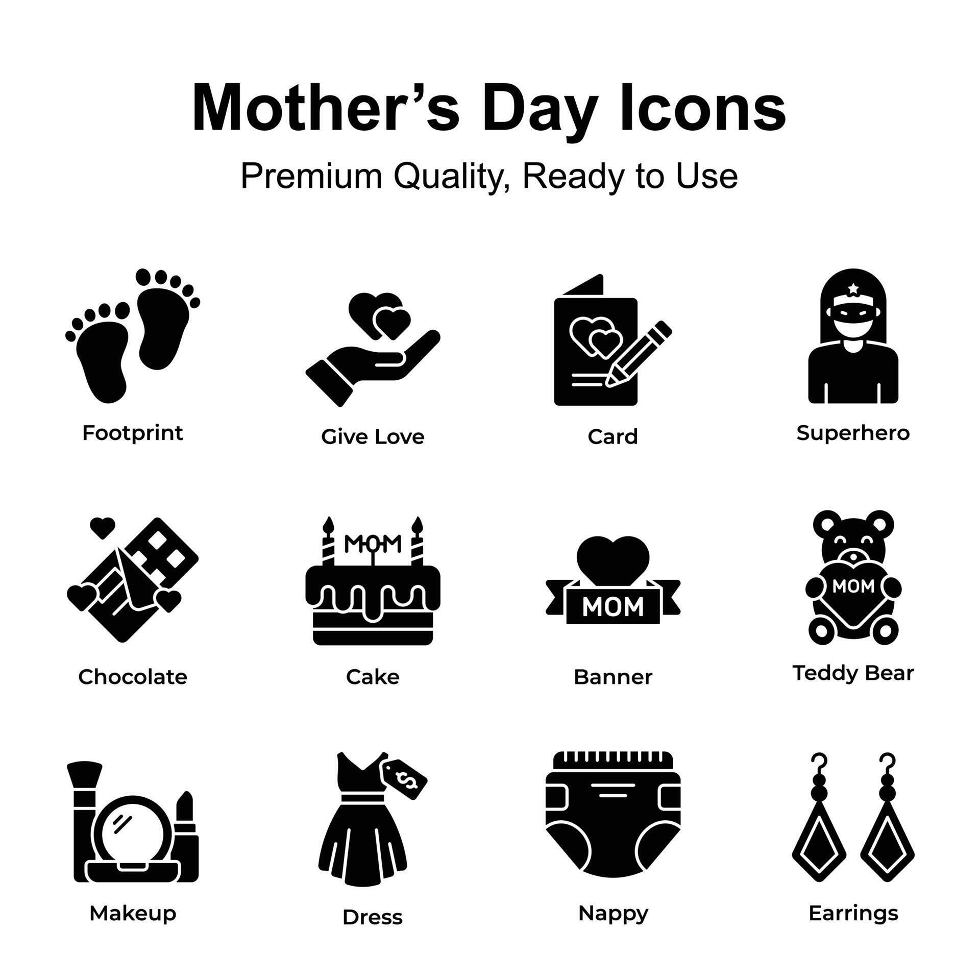 Pack Of Mothers Day Icons In Editable Style Ready For Premium Use