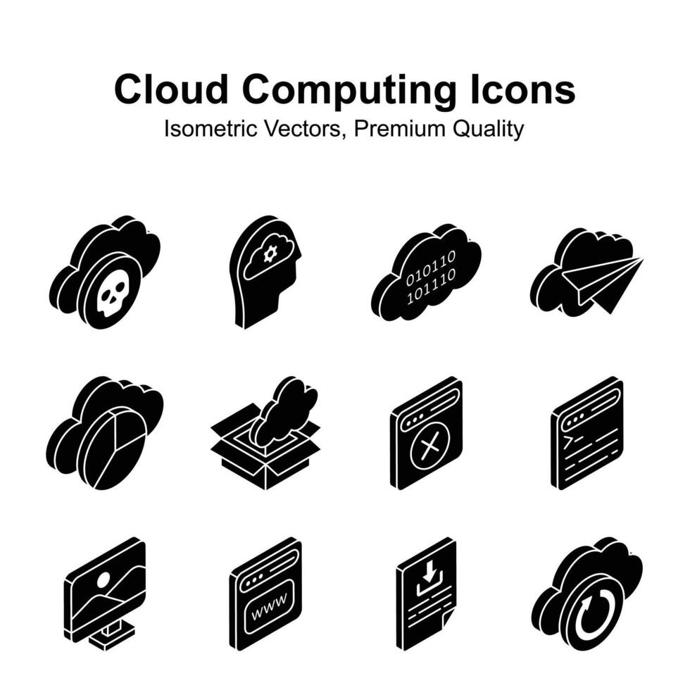 Visually appealing cloud computing isometric vectors set, ready to use ...