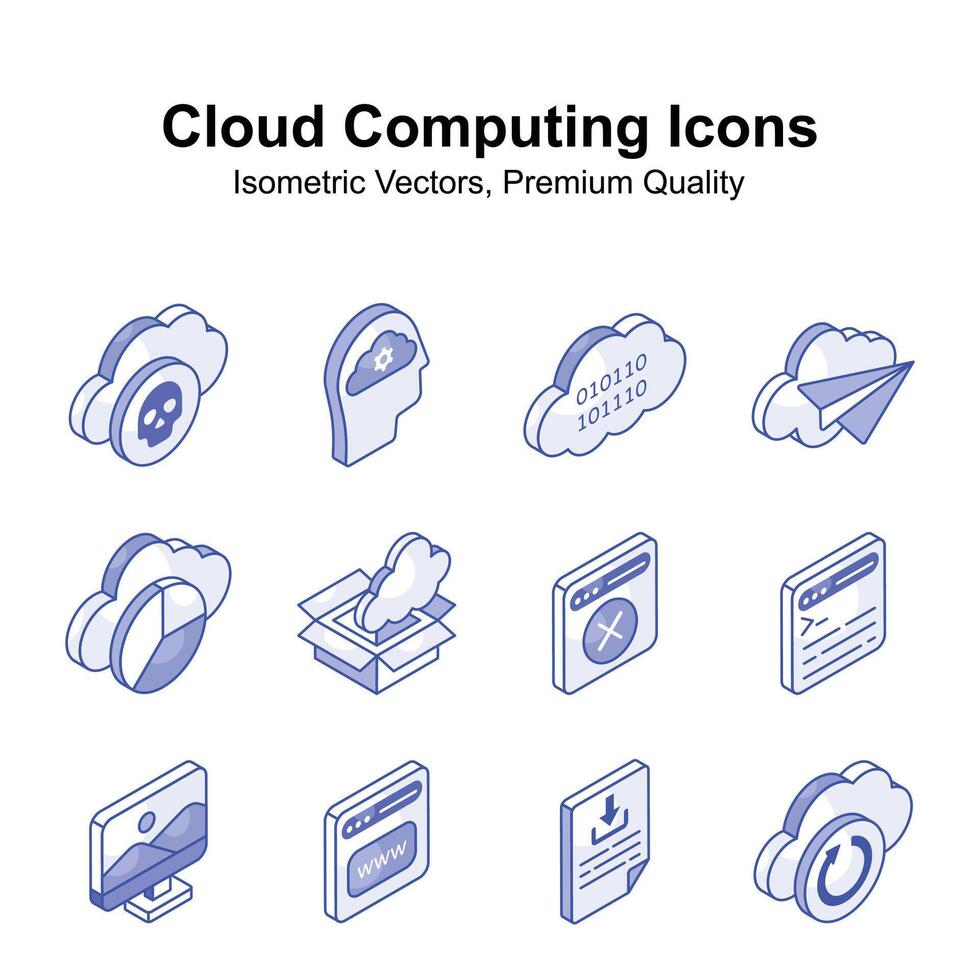 Visually appealing cloud computing isometric vectors set, ready to use ...