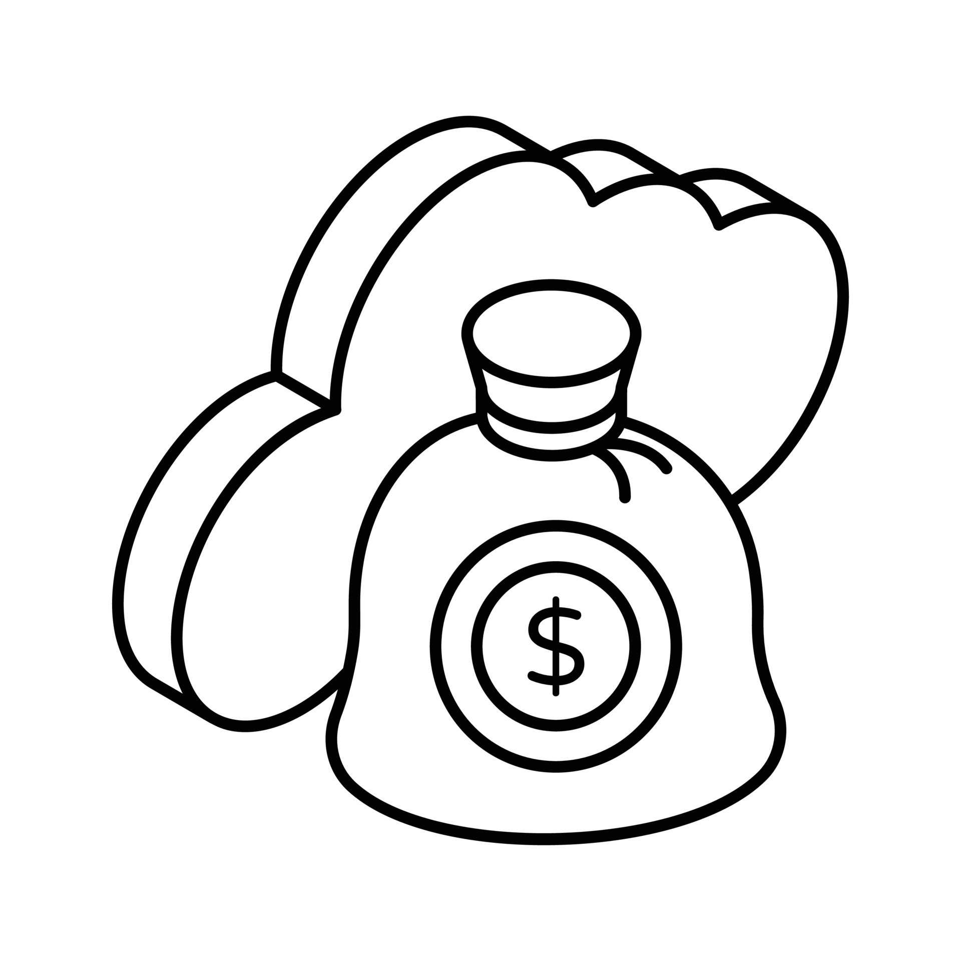 Dollar sack with cloud denoting isometric icon of cloud money, cloud ... Dollar sack with cloud denoting isometric icon of cloud money, cloud ...