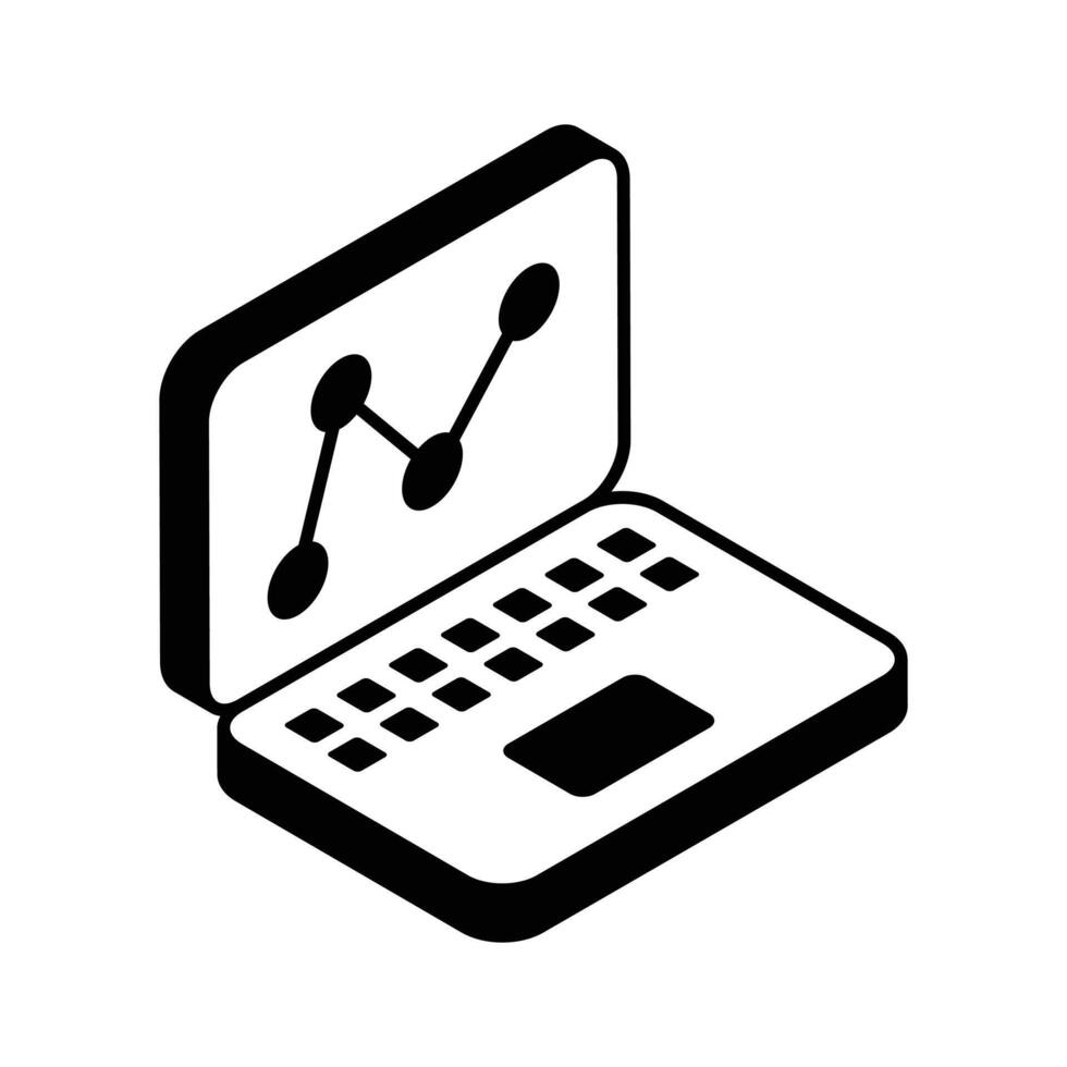 Growth chart inside laptop showing concept icon of online analytics or ...