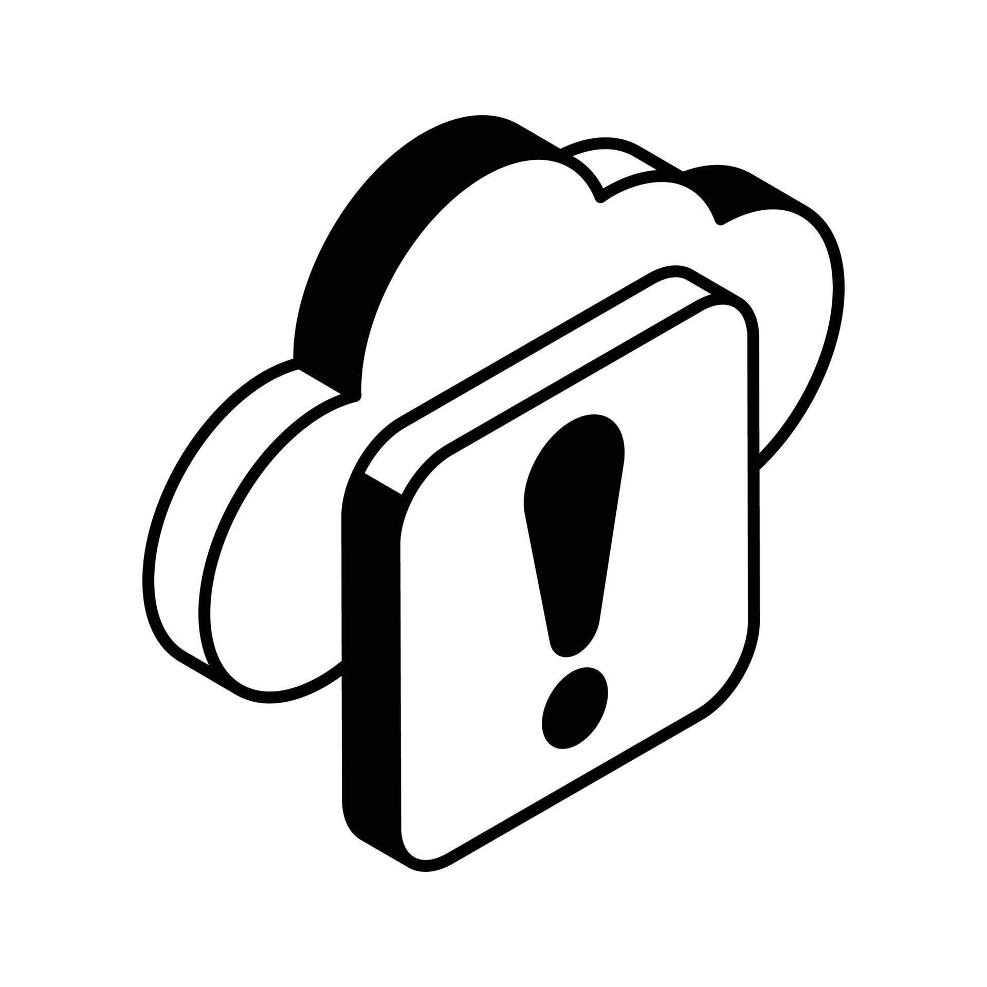 Exclamation Mark With Cloud Showing Concept Isometric Icon Of Cloud Error 40160104 Vector Art At