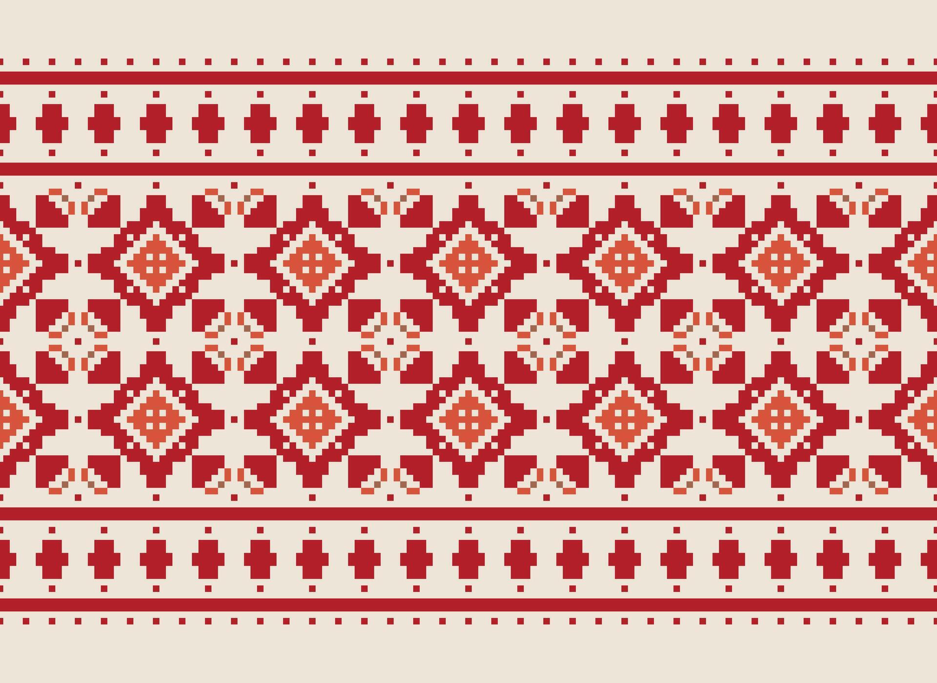 Cross Stitch. Geometric ethnic patterns. Design for Saree, Patola, Sari, Dupatta, Vyshyvanka ...