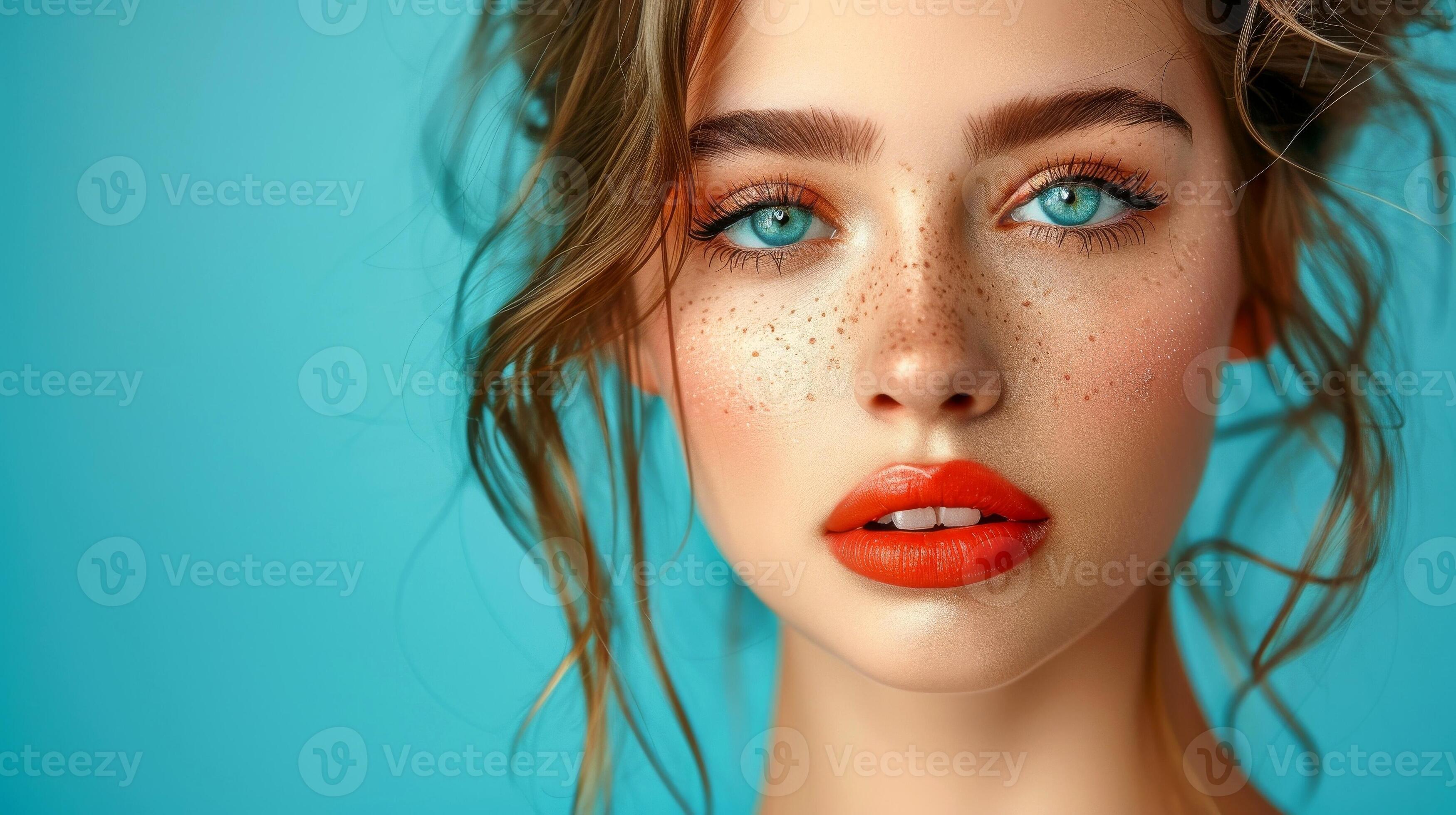 AI generated Close-up, Pretty face of a beautiful woman with multi ...
