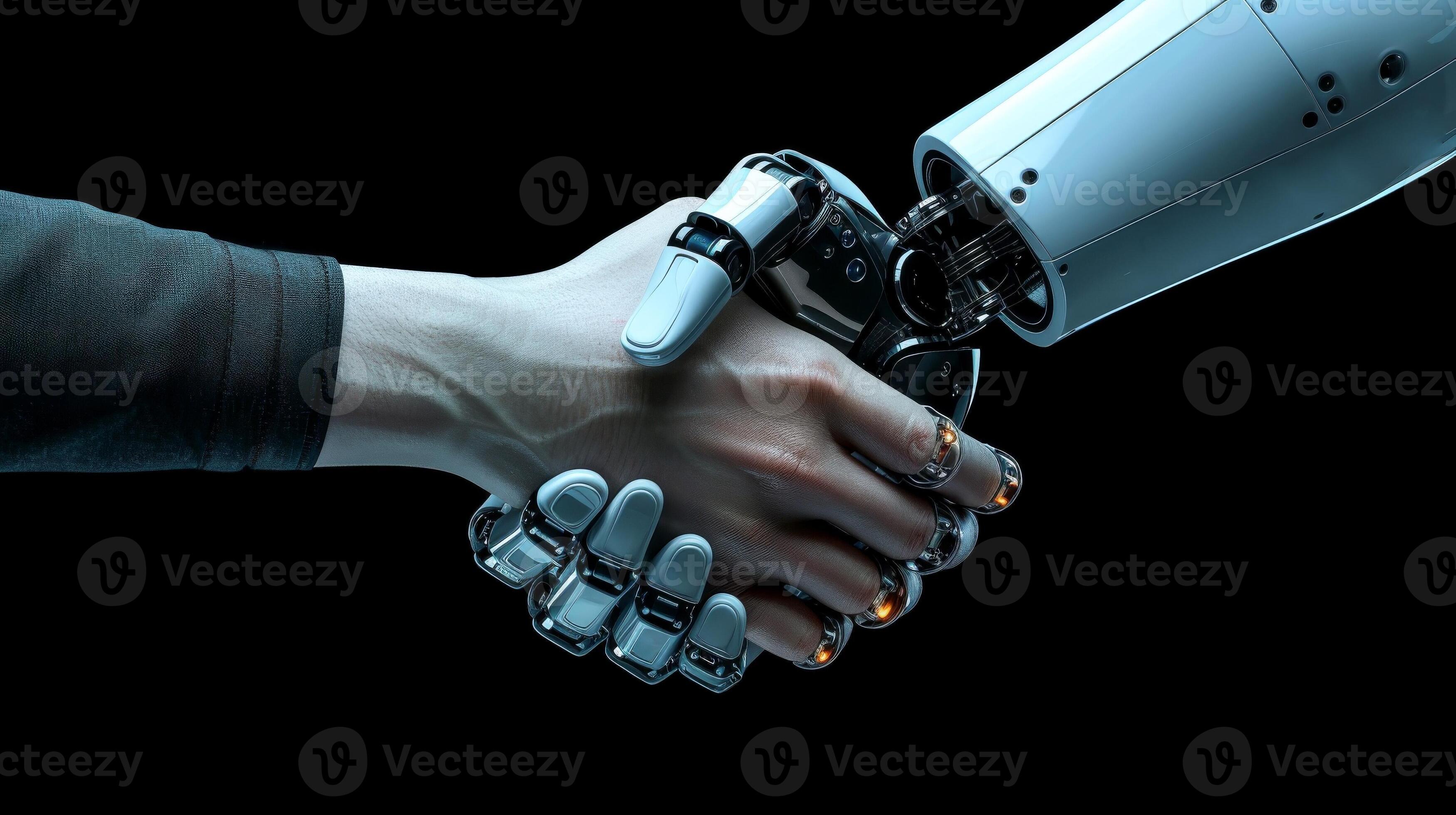 AI generated Robot handshake with robot, future business partnership ... AI generated Robot handshake with robot, future business partnership ...