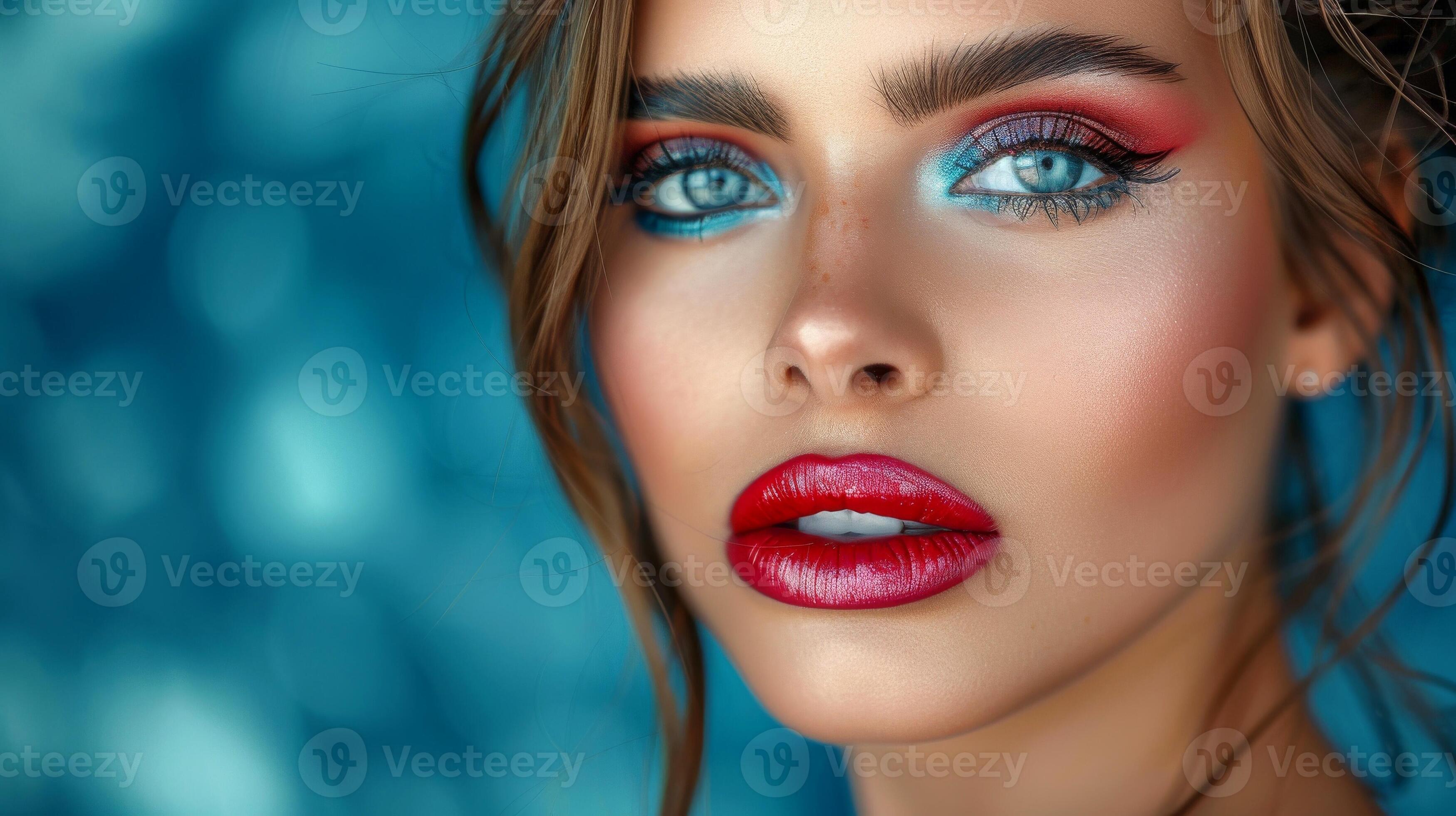 AI generated Close-up, Pretty face of a beautiful woman with multi ...