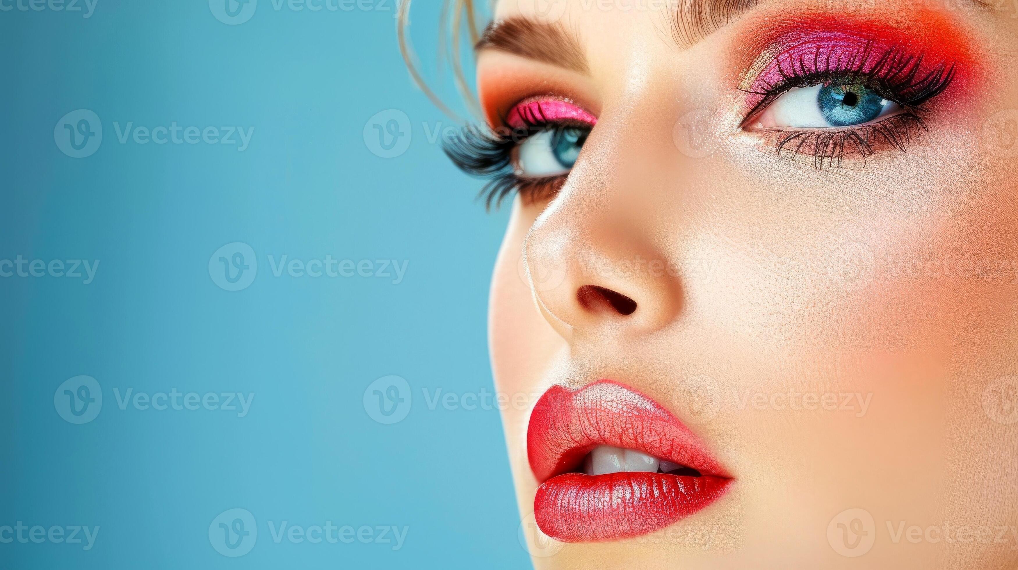 AI generated Close-up, Pretty face of a beautiful woman with multi ...