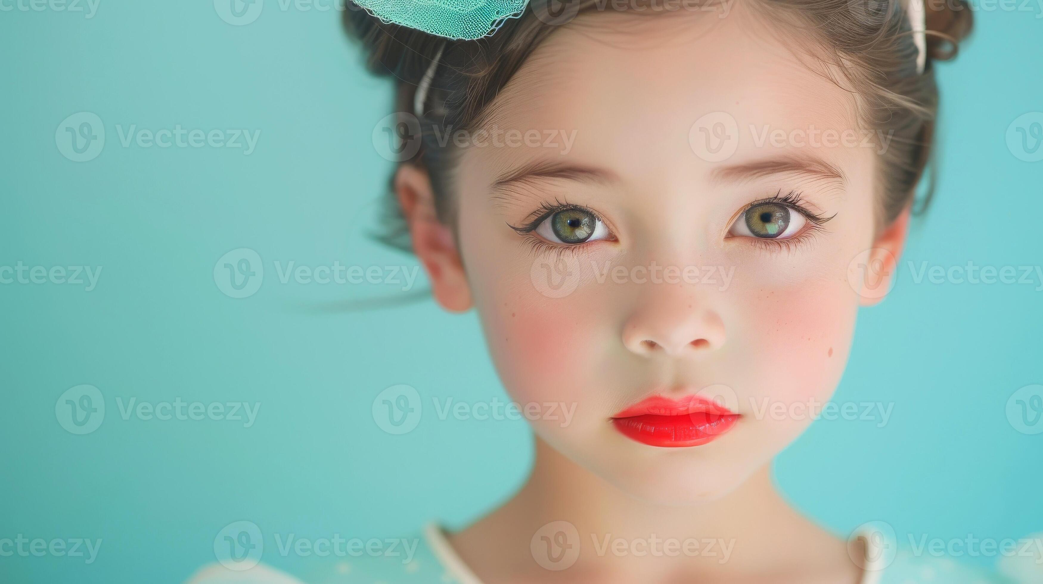 AI generated Close-up, Pretty face of a beautiful child girl with multi ...