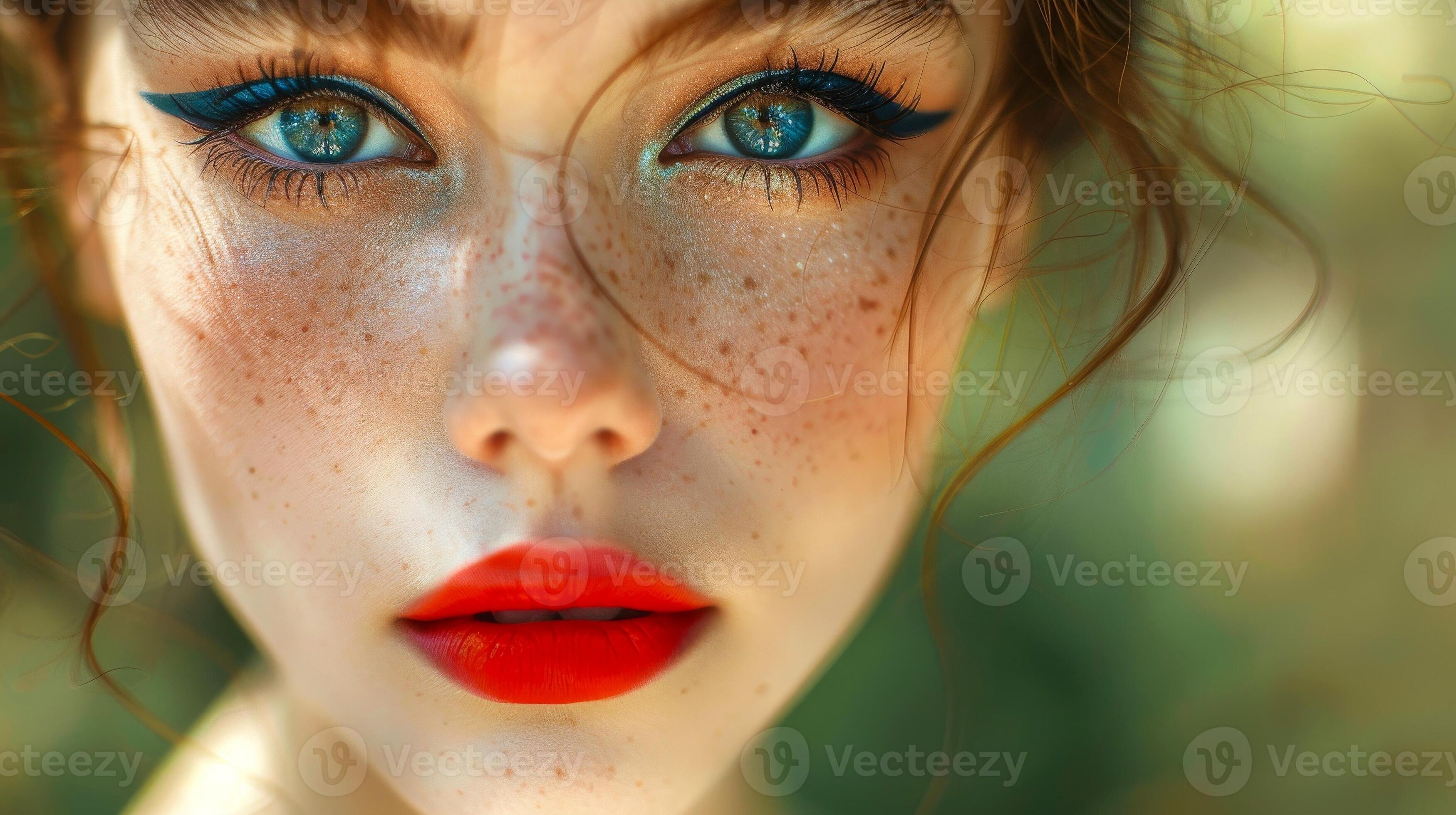 AI generated Close-up, Pretty face of a beautiful woman with multi ...