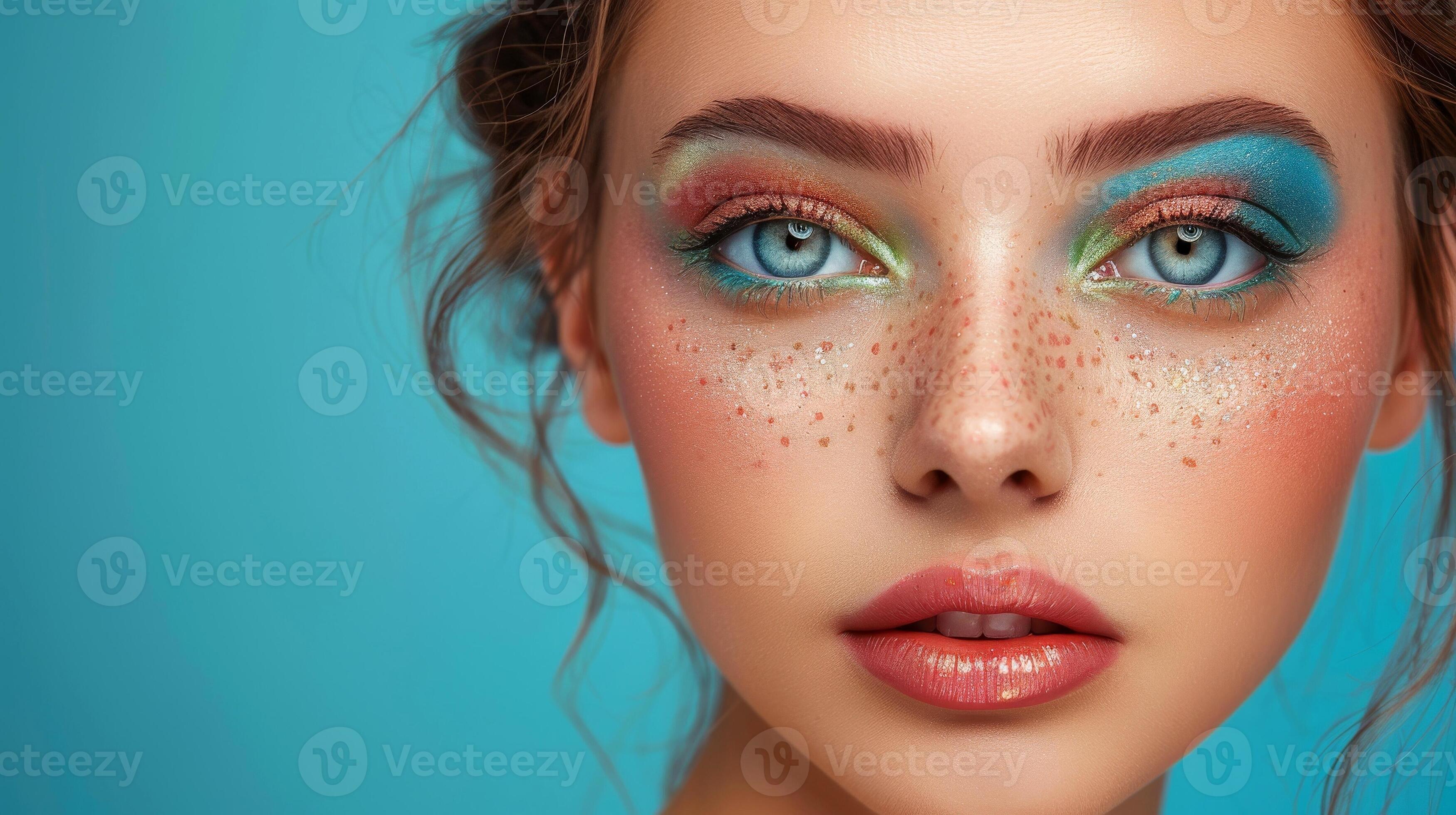 AI generated Close-up, Pretty face of a beautiful woman with multi ...